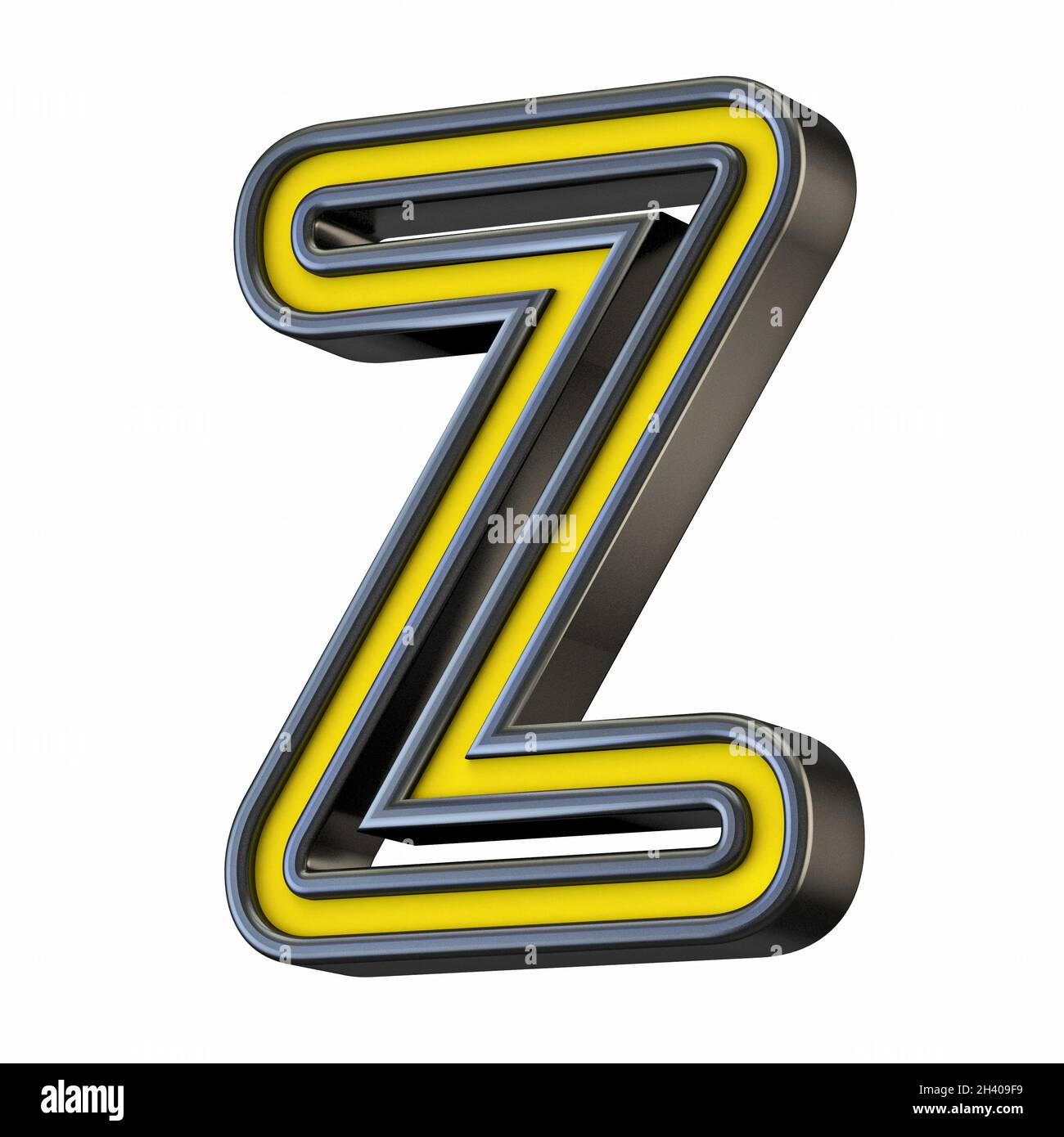 Yellow black outlined font Letter Z 3D Stock Photo - Alamy