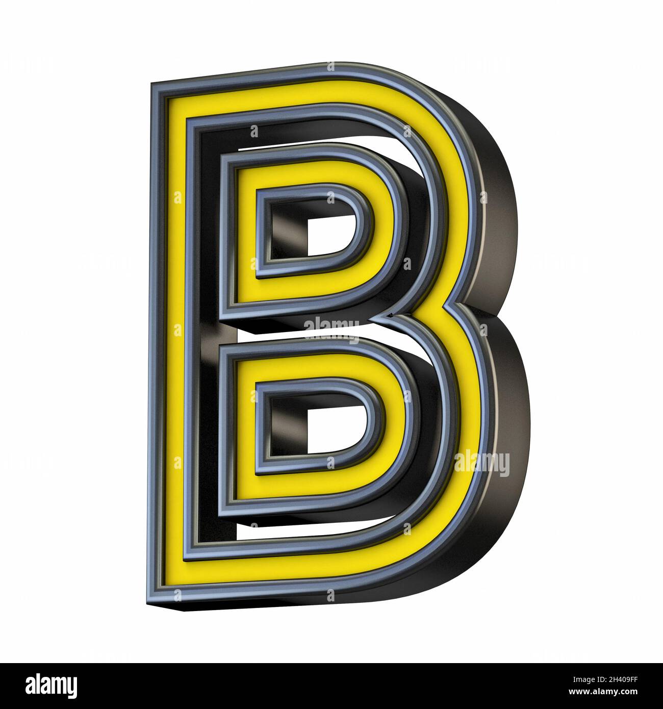 Yellow black outlined font Letter B 3D Stock Photo - Alamy