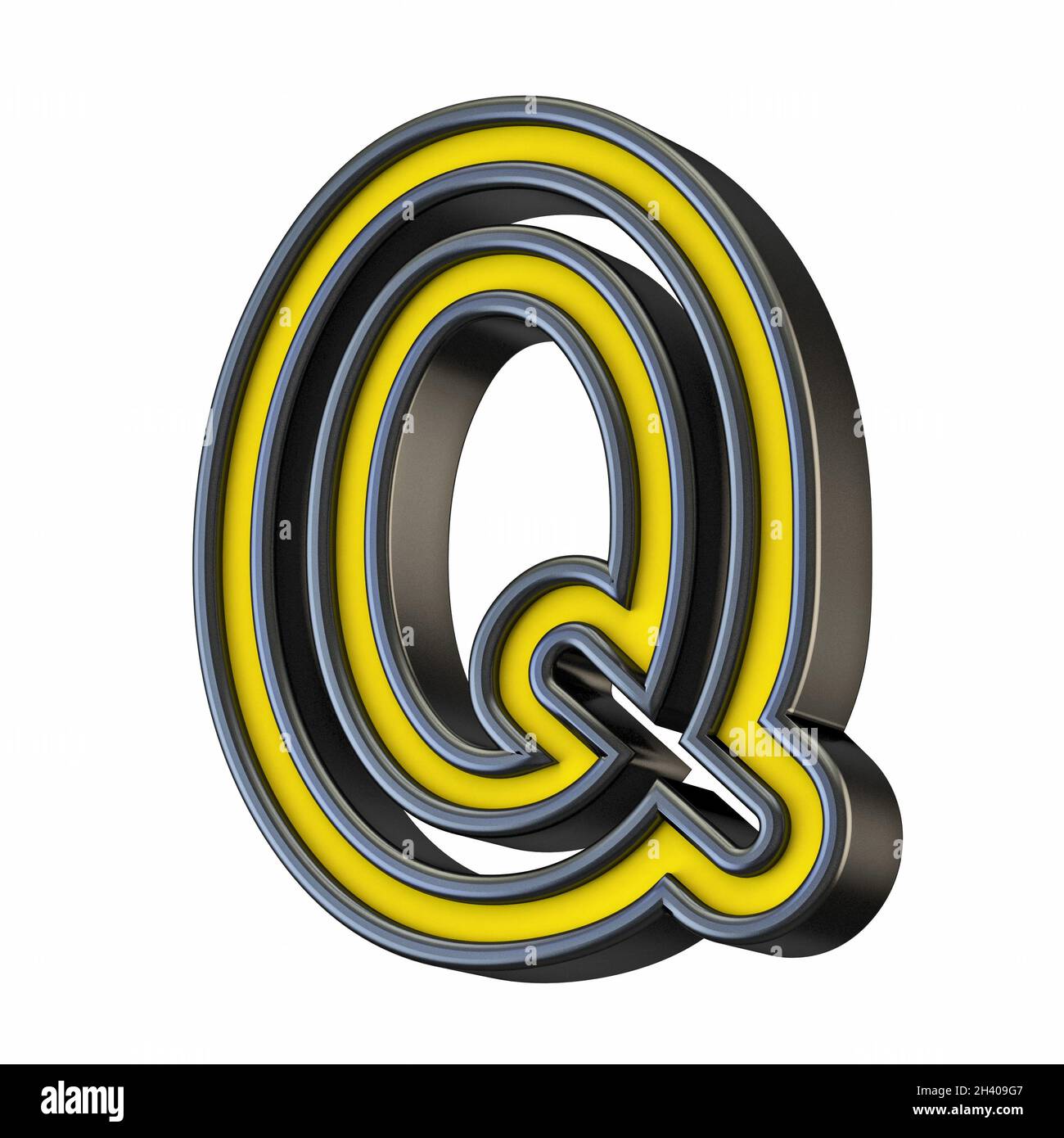 Yellow black outlined font Letter Q 3D Stock Photo - Alamy