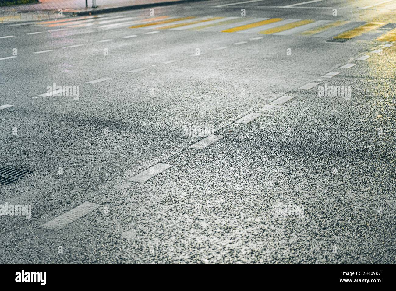 Asphalt street road with markings evening background Stock Photo - Alamy