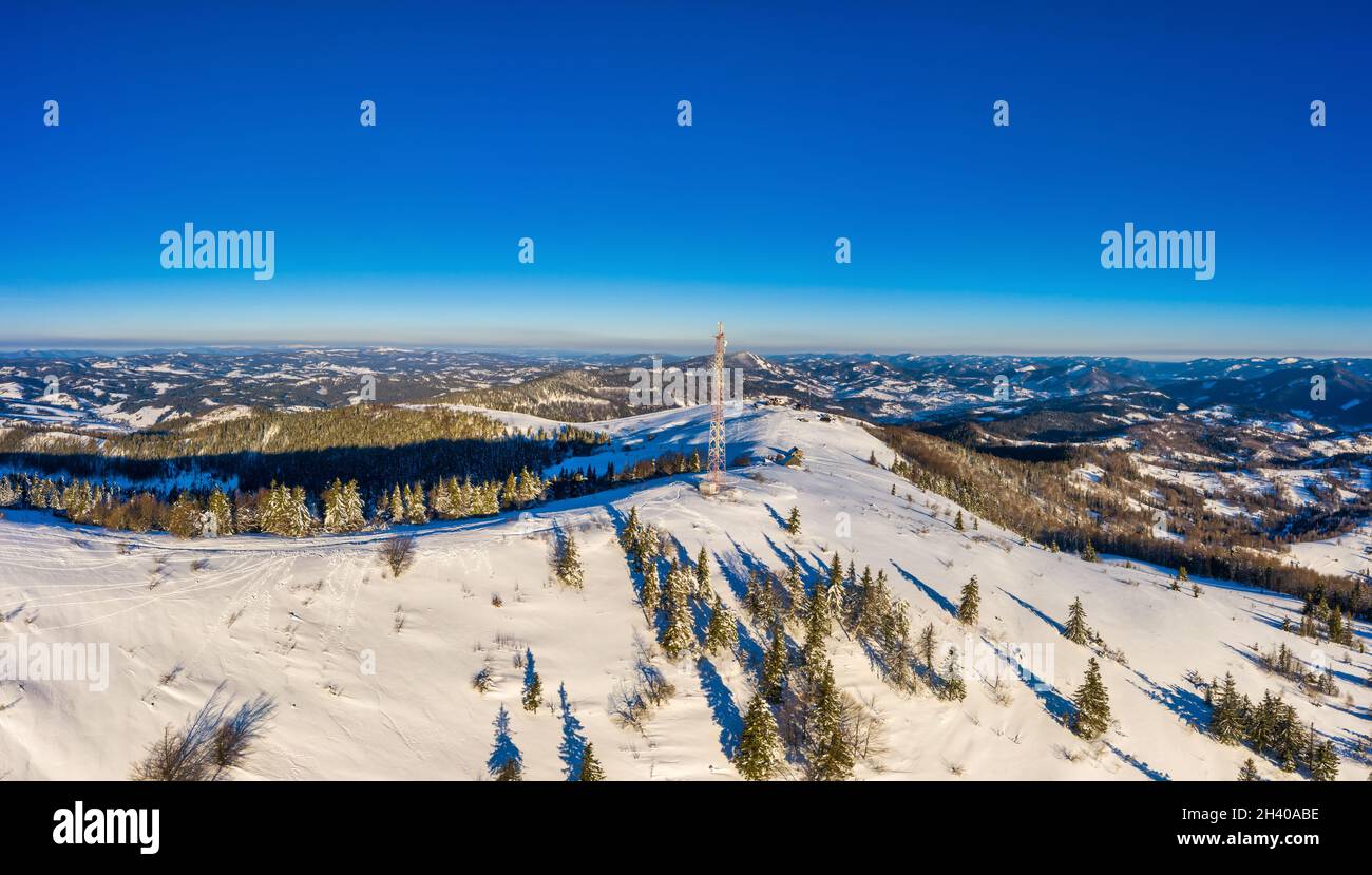 Magical winter panorama of beautiful snowy slopes Stock Photo - Alamy