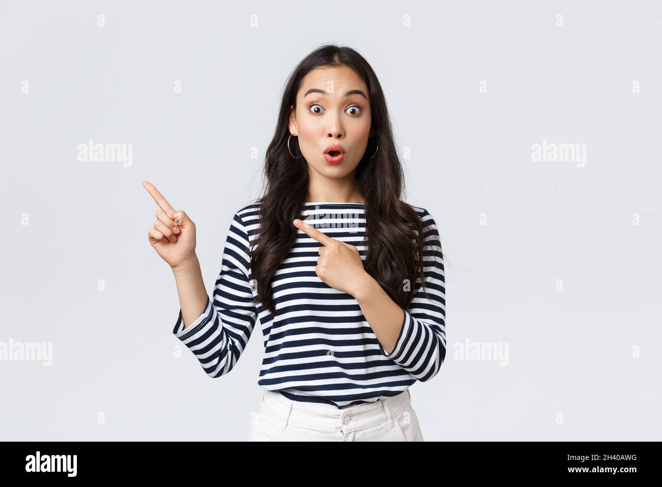 Lifestyle, people emotions and casual concept. Surprised and excited ...