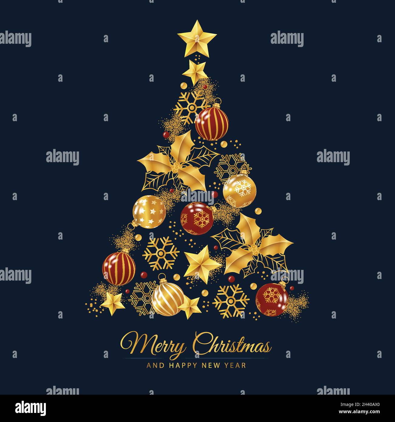 Christmas Tree Made Realistic Golden Decoration Vector Design 1793