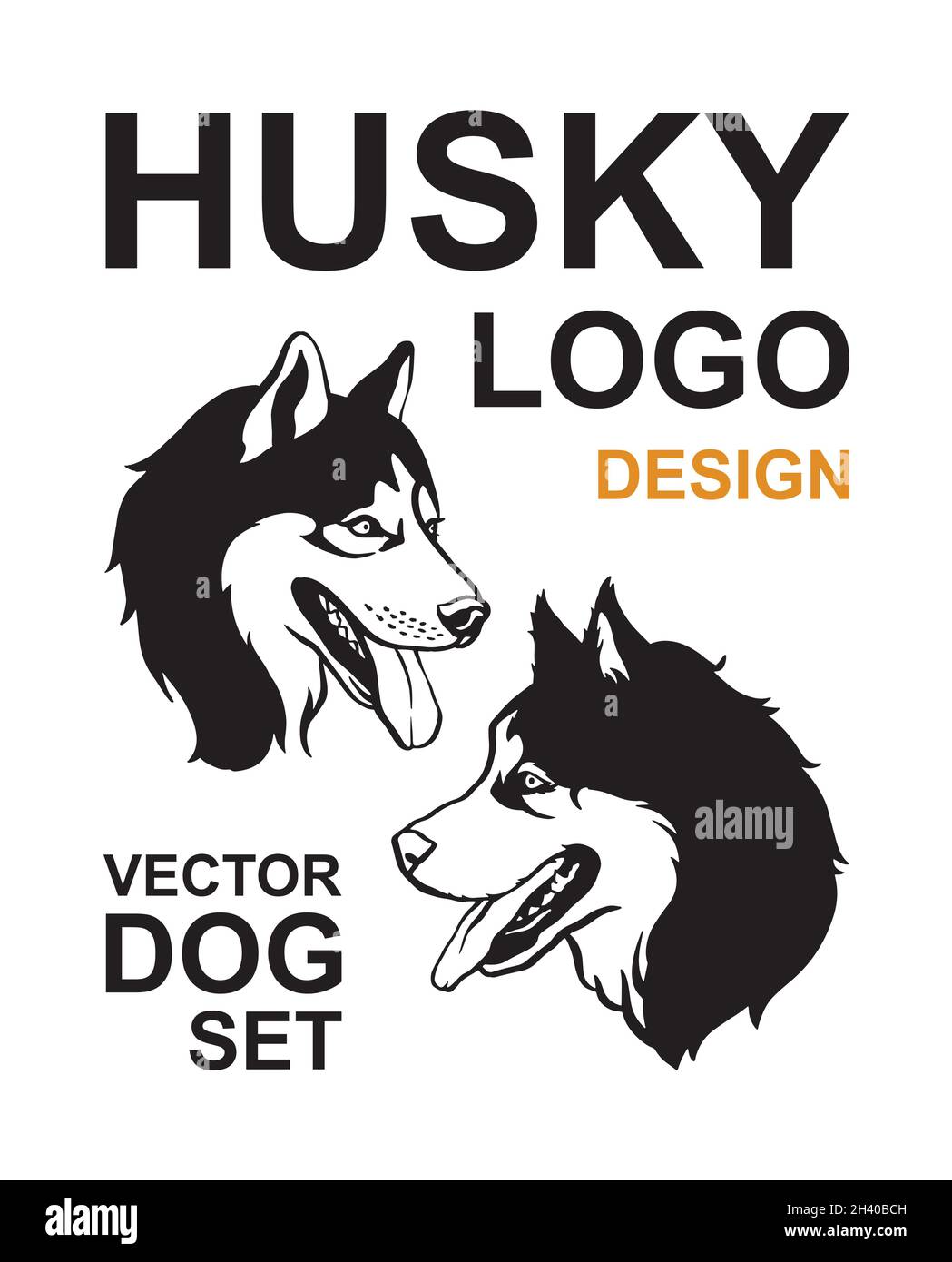 Wolf tattoo. Dog character collection. Vector dog collection Stock ...