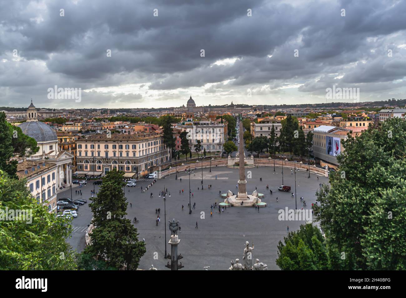 Rome - Piazza del Popolo, the Pincio Gardens and Villa Borghese Stock ...