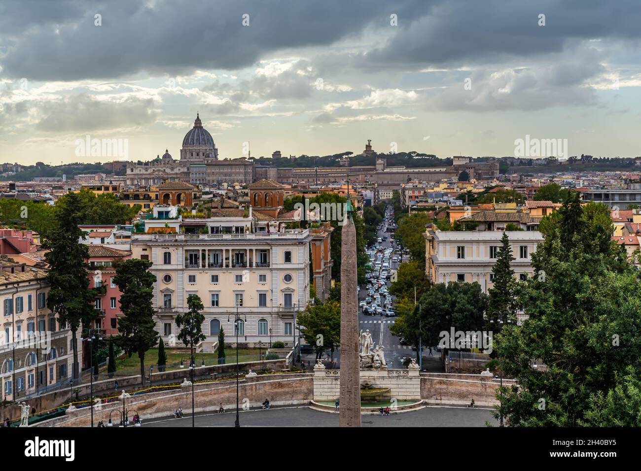 Rome - Piazza del Popolo, the Pincio Gardens and Villa Borghese Stock ...