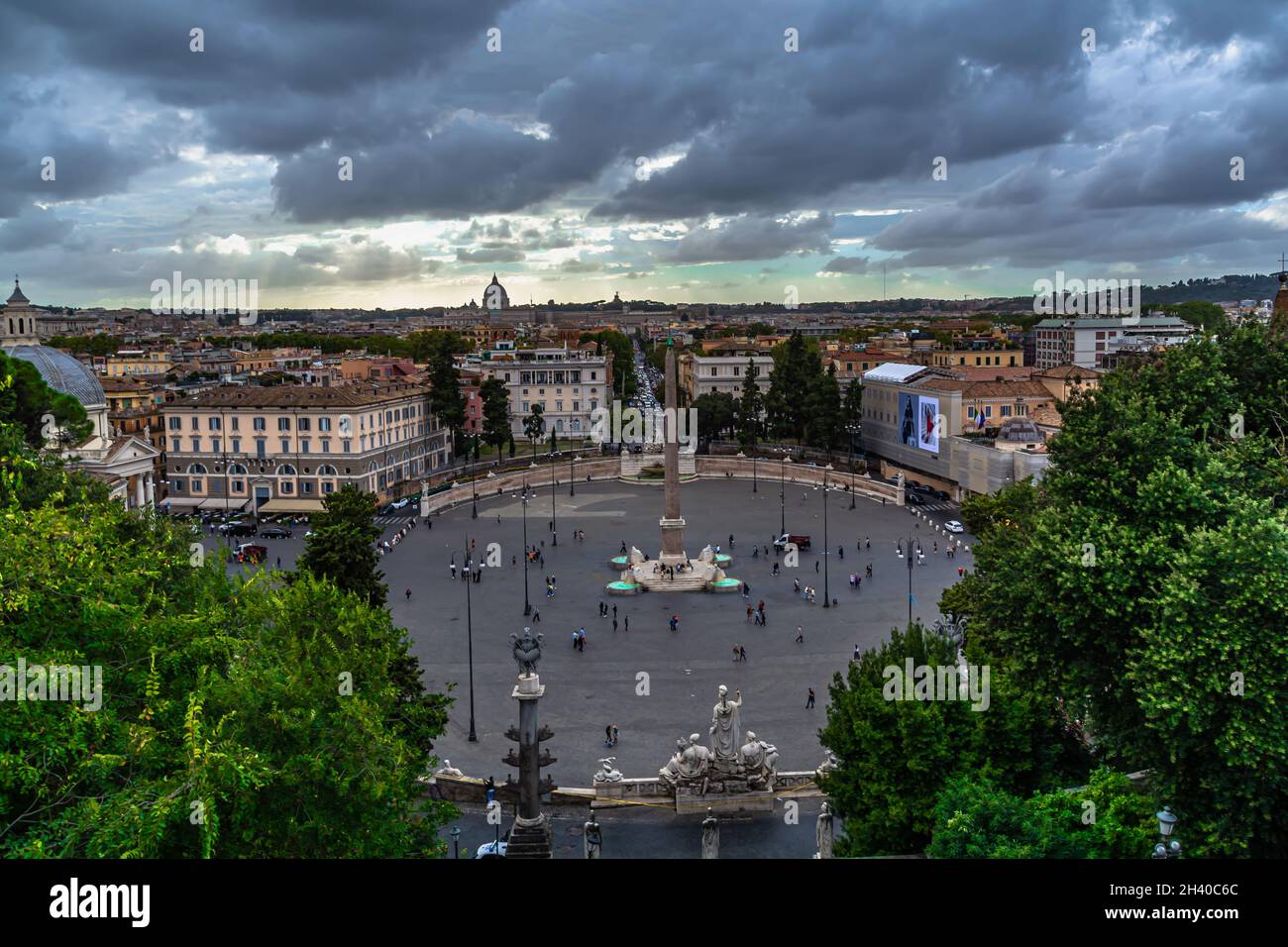 Rome - Piazza del Popolo, the Pincio Gardens and Villa Borghese Stock ...