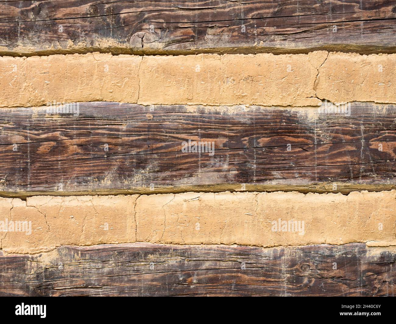 Cladding detail of the wall of an old half-timbered cottage. The ...