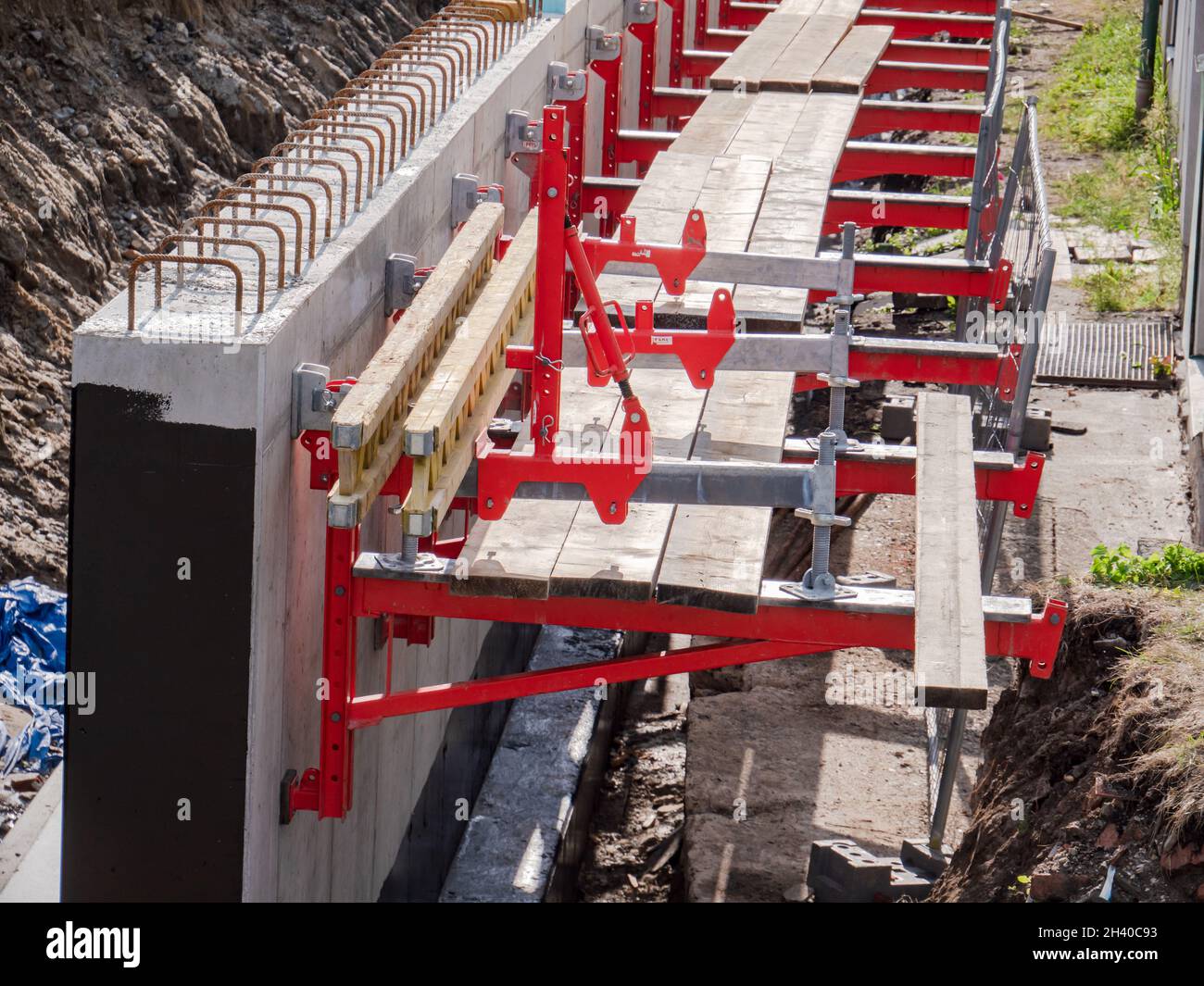 Reinforced concrete block, preparation to pour concrete. Formwork of ...