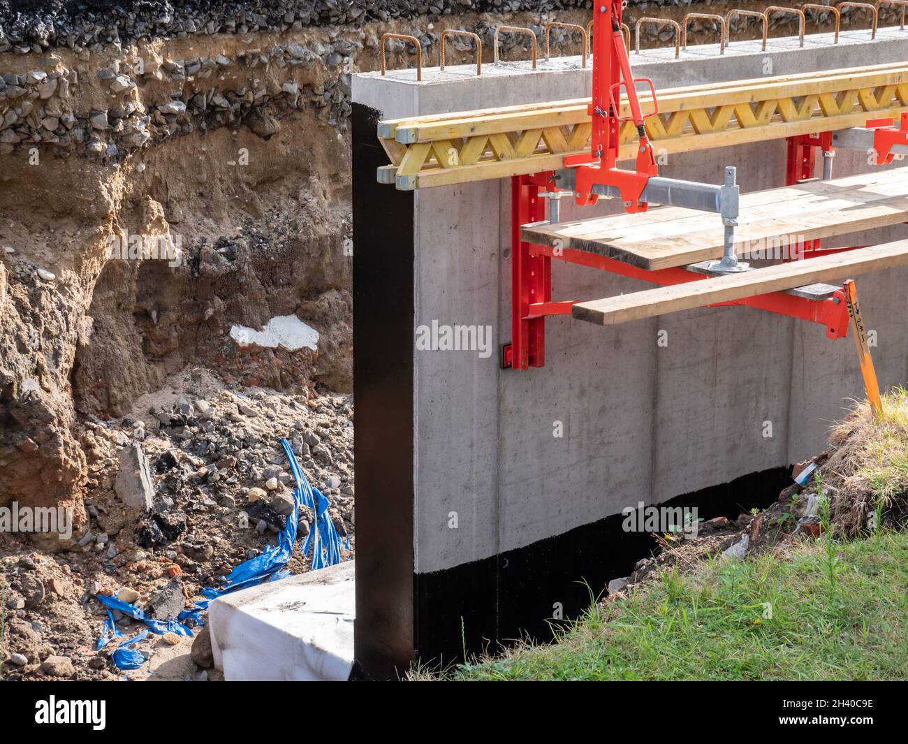 Reinforced concrete block, preparation to pour concrete. Formwork of ...