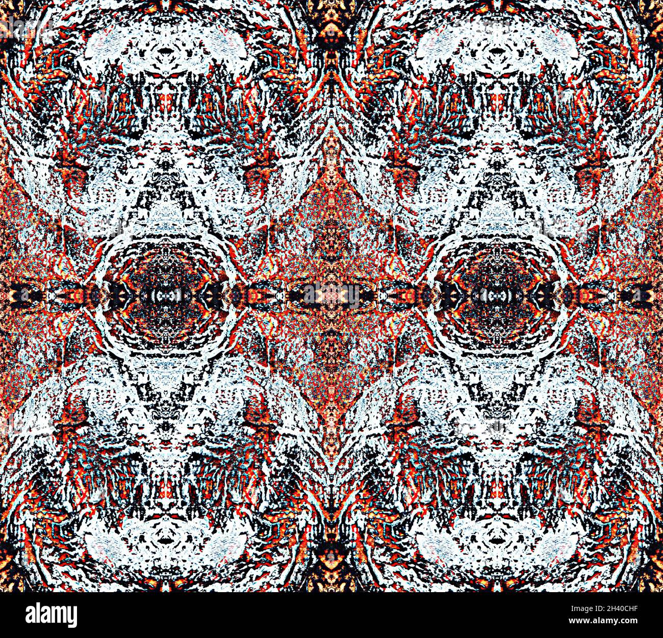 Abstract symmetrical textured background, high contrast. Red black ...