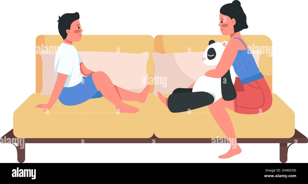 Sibling bonding semi flat color vector characters Stock Vector Image ...