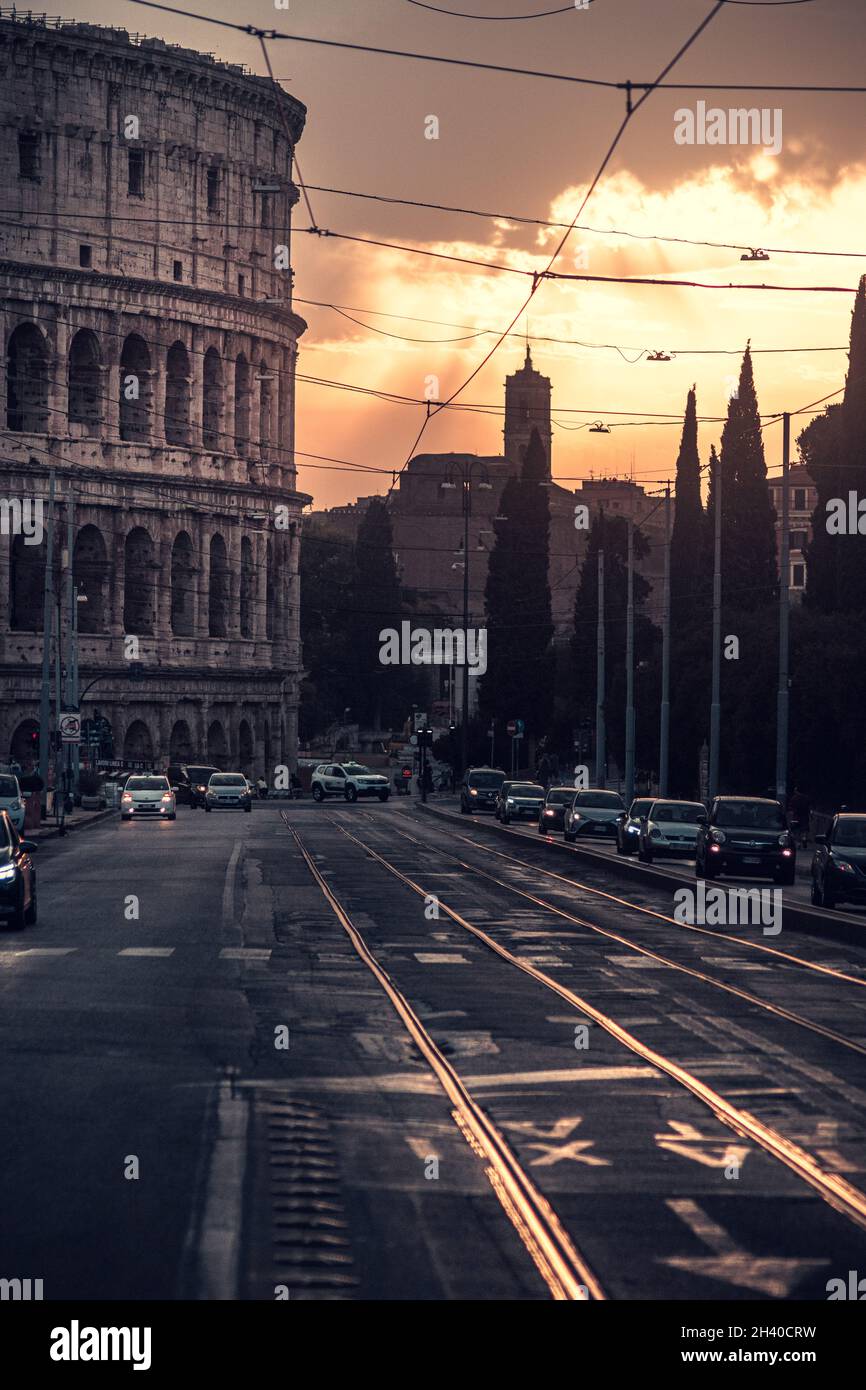 colosseum at night Rome Italy with long exposure lights Stock Photo - Alamy