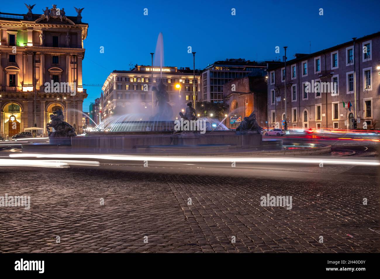 Cool long exposure cars traffic neon light trails, night view, Rome ...