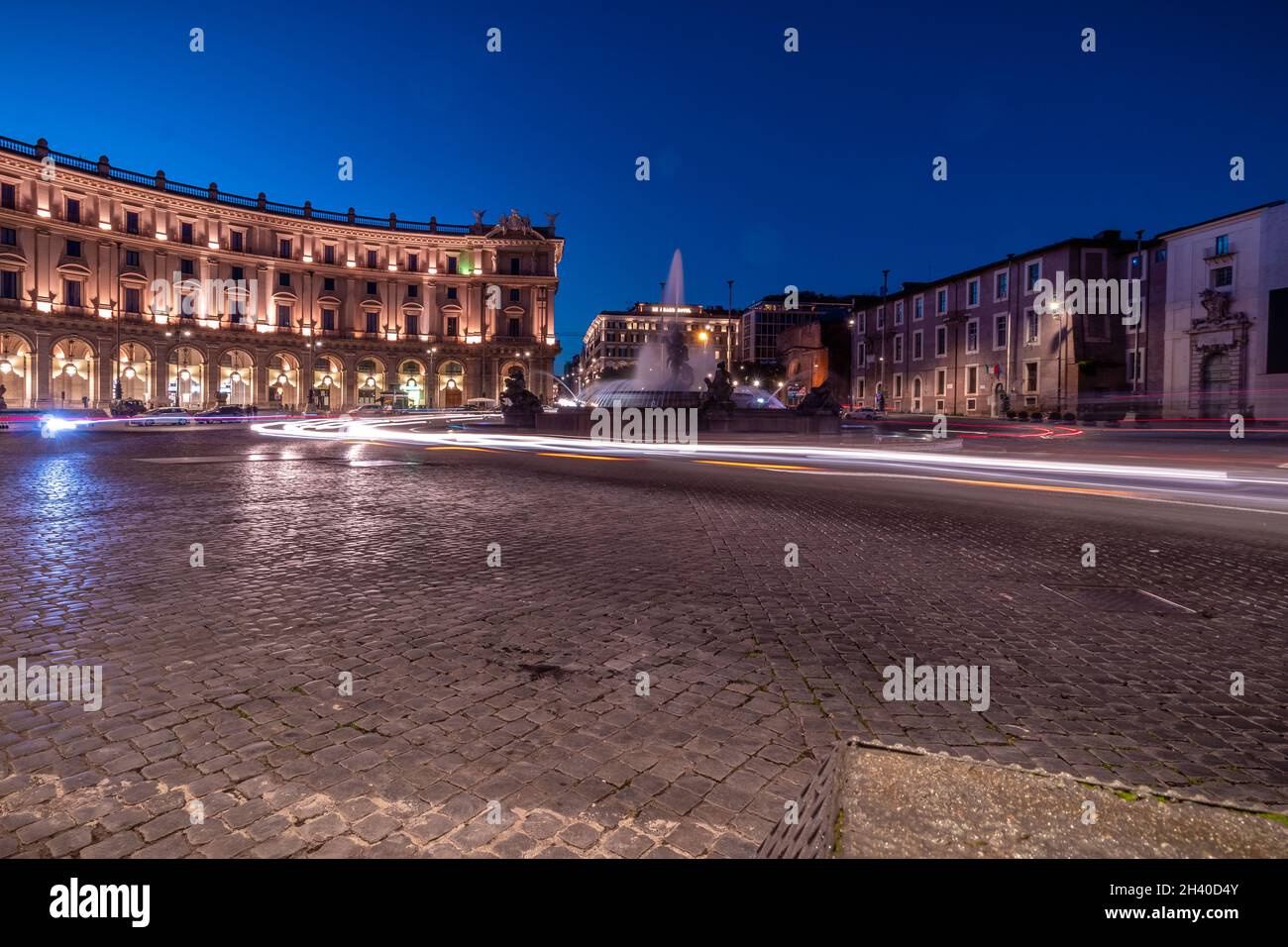 Cool long exposure cars traffic neon light trails, night view, Rome ...