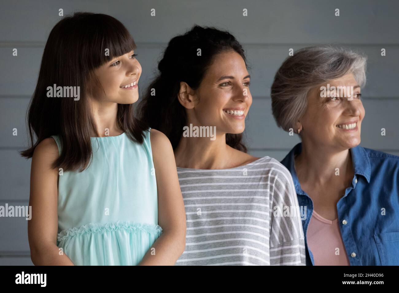 Three female generations family head shot portrait Stock Photo - Alamy