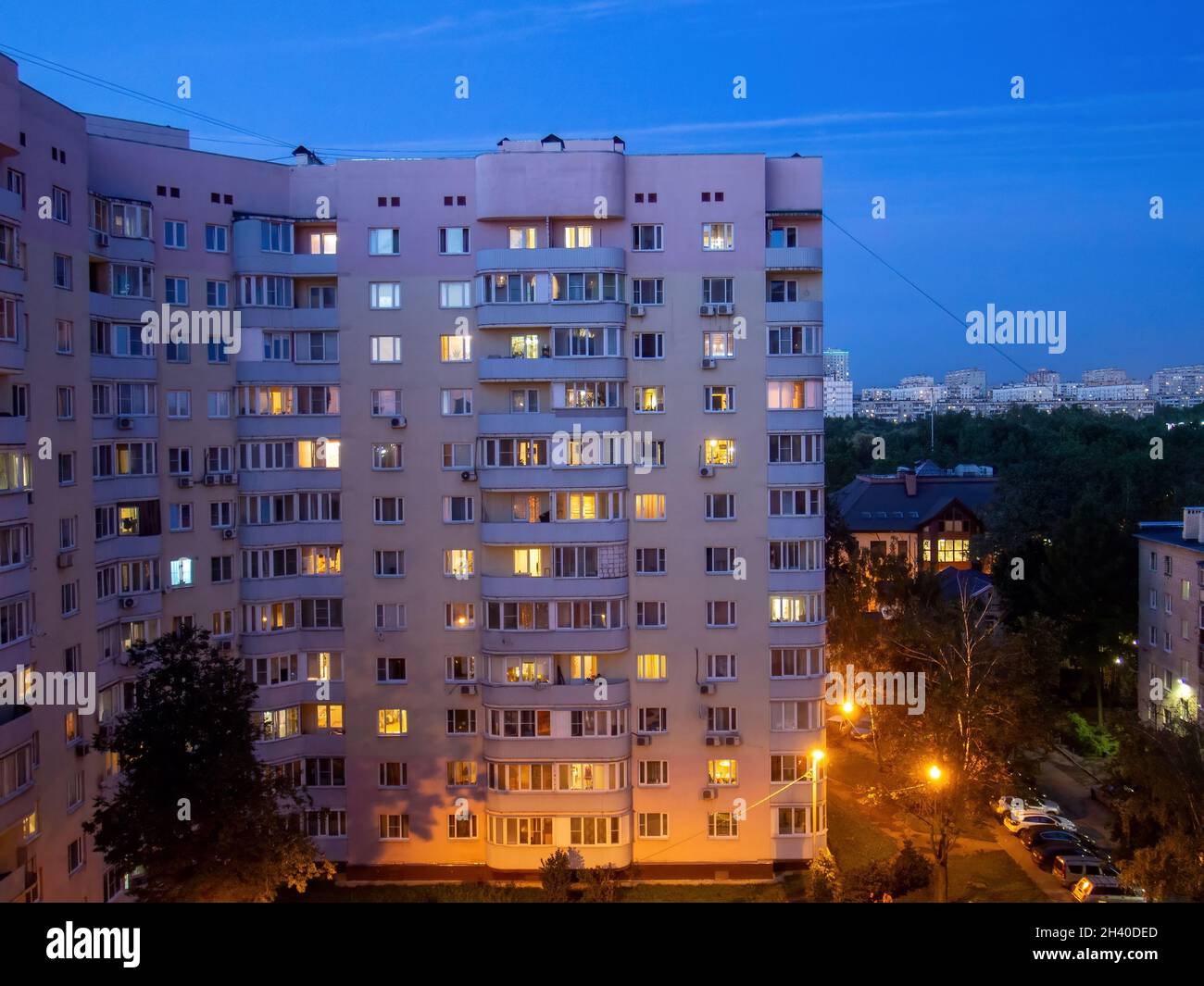 Moscow apartment block night hi-res stock photography and images - Alamy