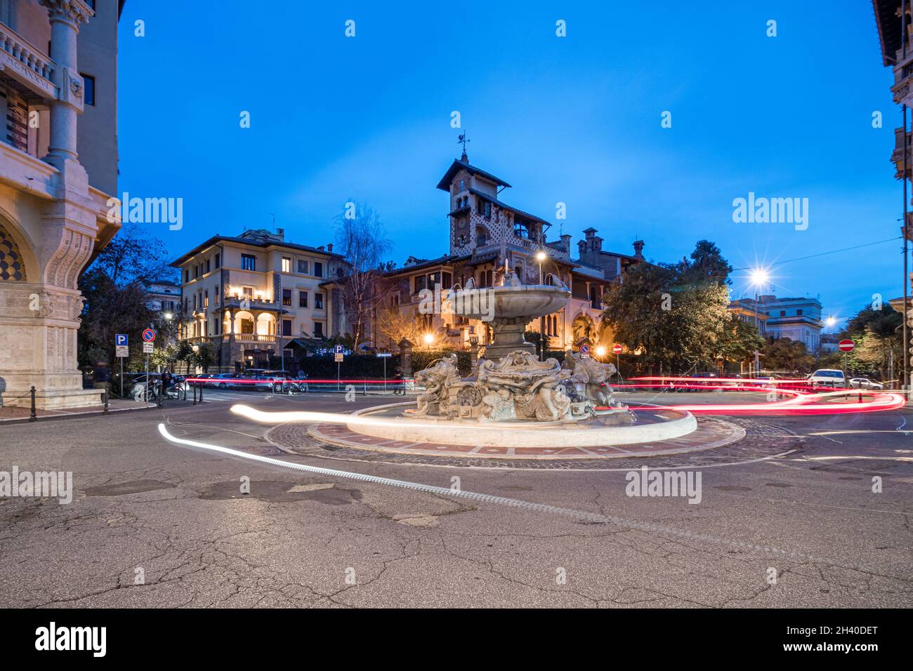 Quartiere Coppedè historic buildings in Rome Italy. Liberty style Stock ...