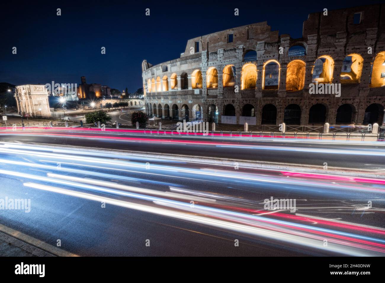 colosseum at night Rome Italy with long exposure lights Stock Photo - Alamy