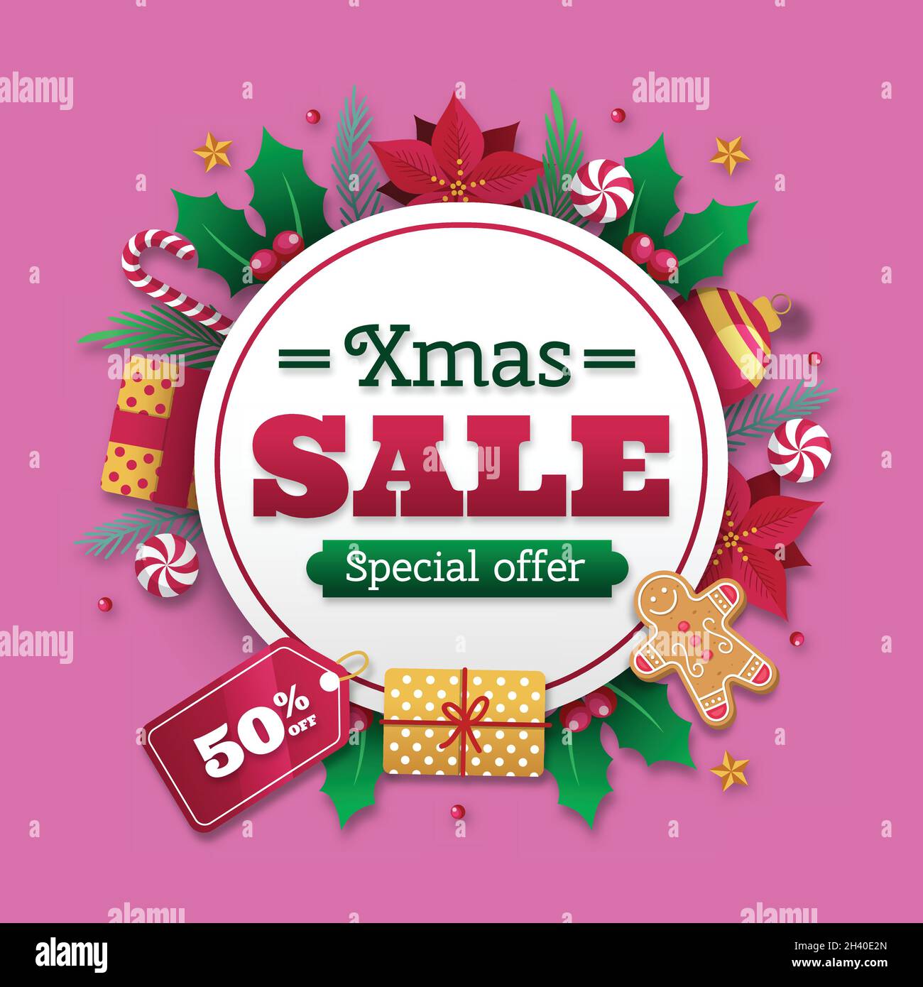 flat christmas sales promo vector design illustration Stock Vector ...