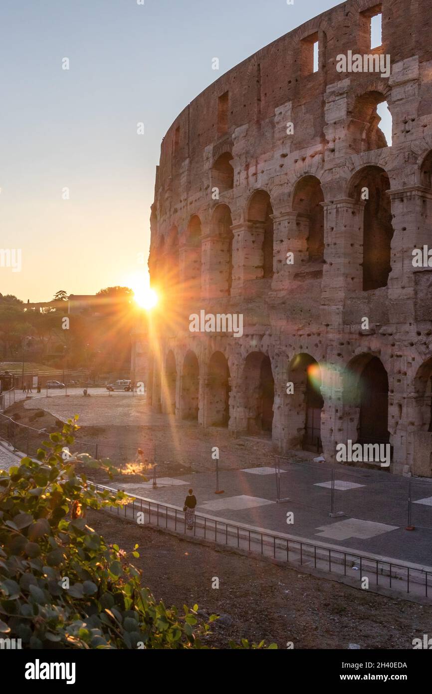 Colosseum at sunset Rome Italy. vertical view Stock Photo - Alamy