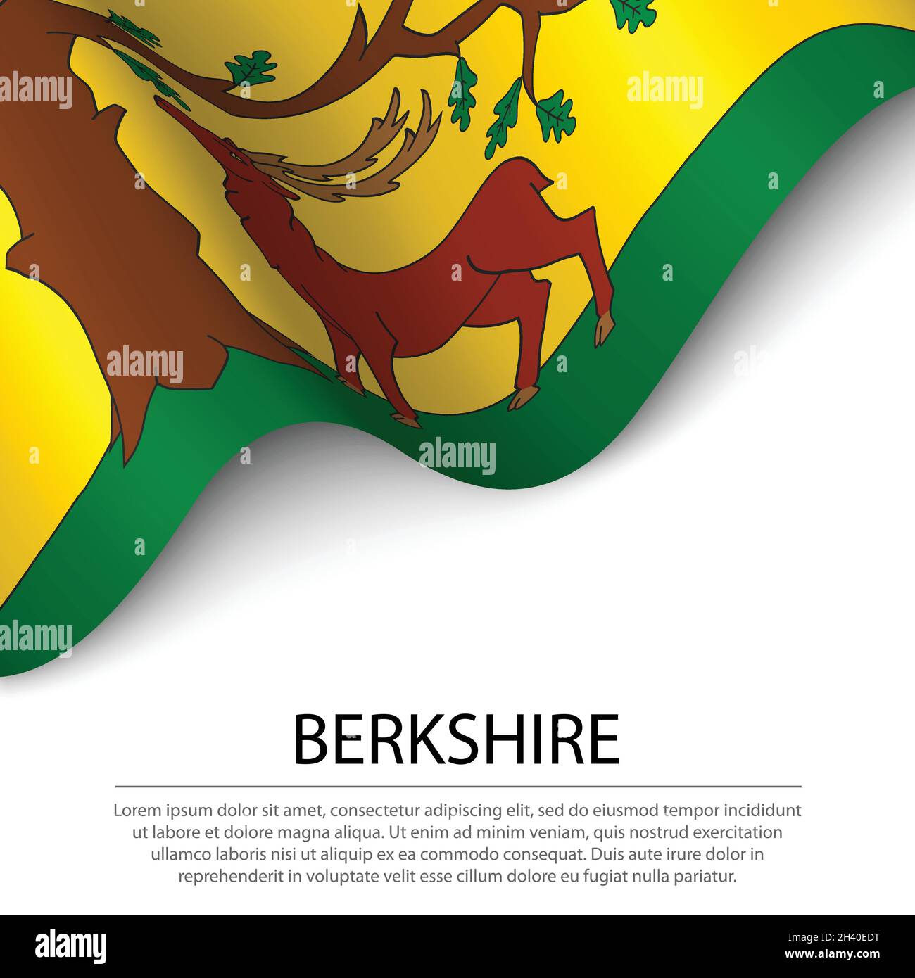 Waving flag of Berkshire is a county of England on white background ...