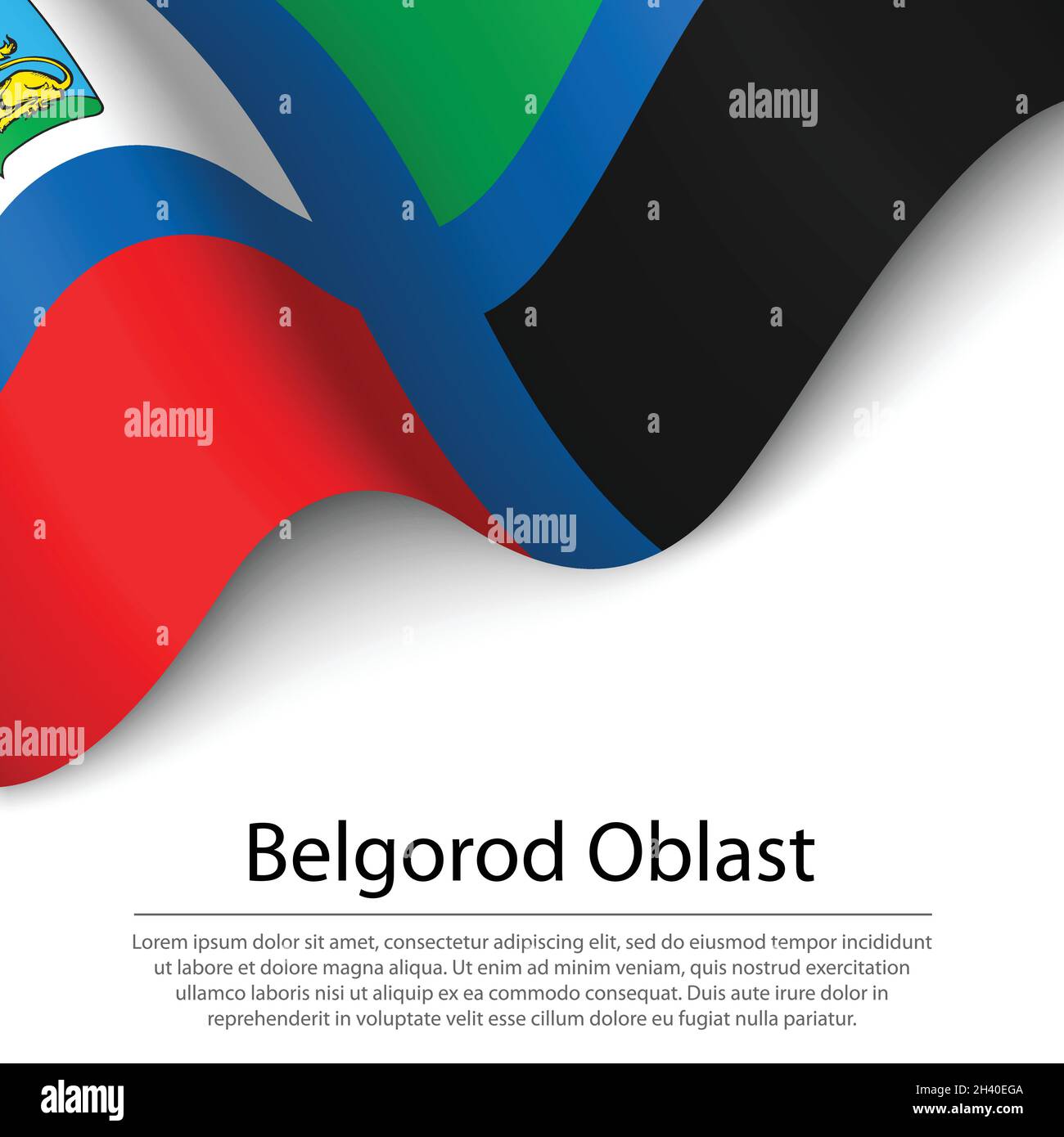 Waving flag of Belgorod Oblast is a region of Russia on white ...