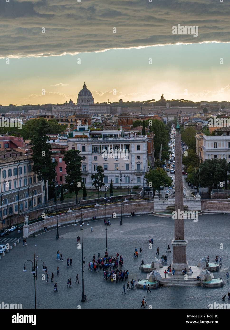 Rome - Piazza del Popolo, the Pincio Gardens and Villa Borghese Stock ...