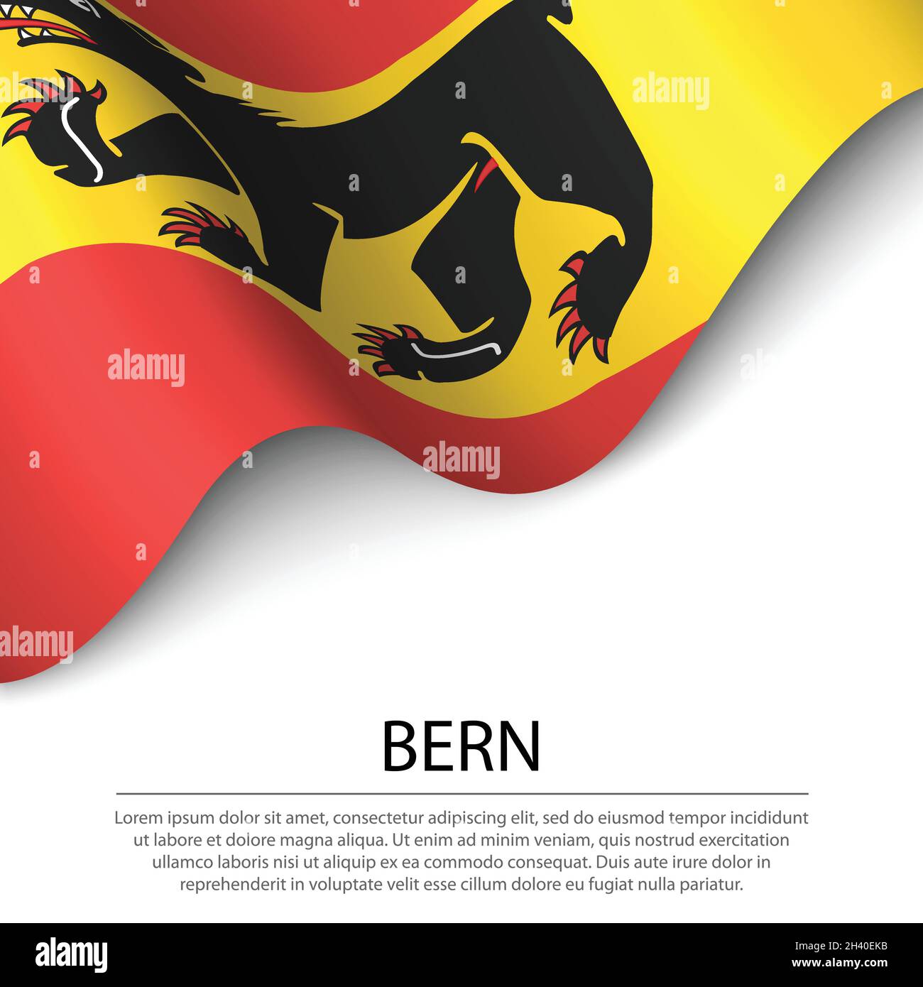 Waving flag of Bern is a canton of Switzerland on white background ...