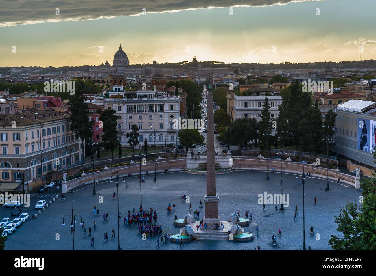 Rome - Piazza del Popolo, the Pincio Gardens and Villa Borghese Stock ...