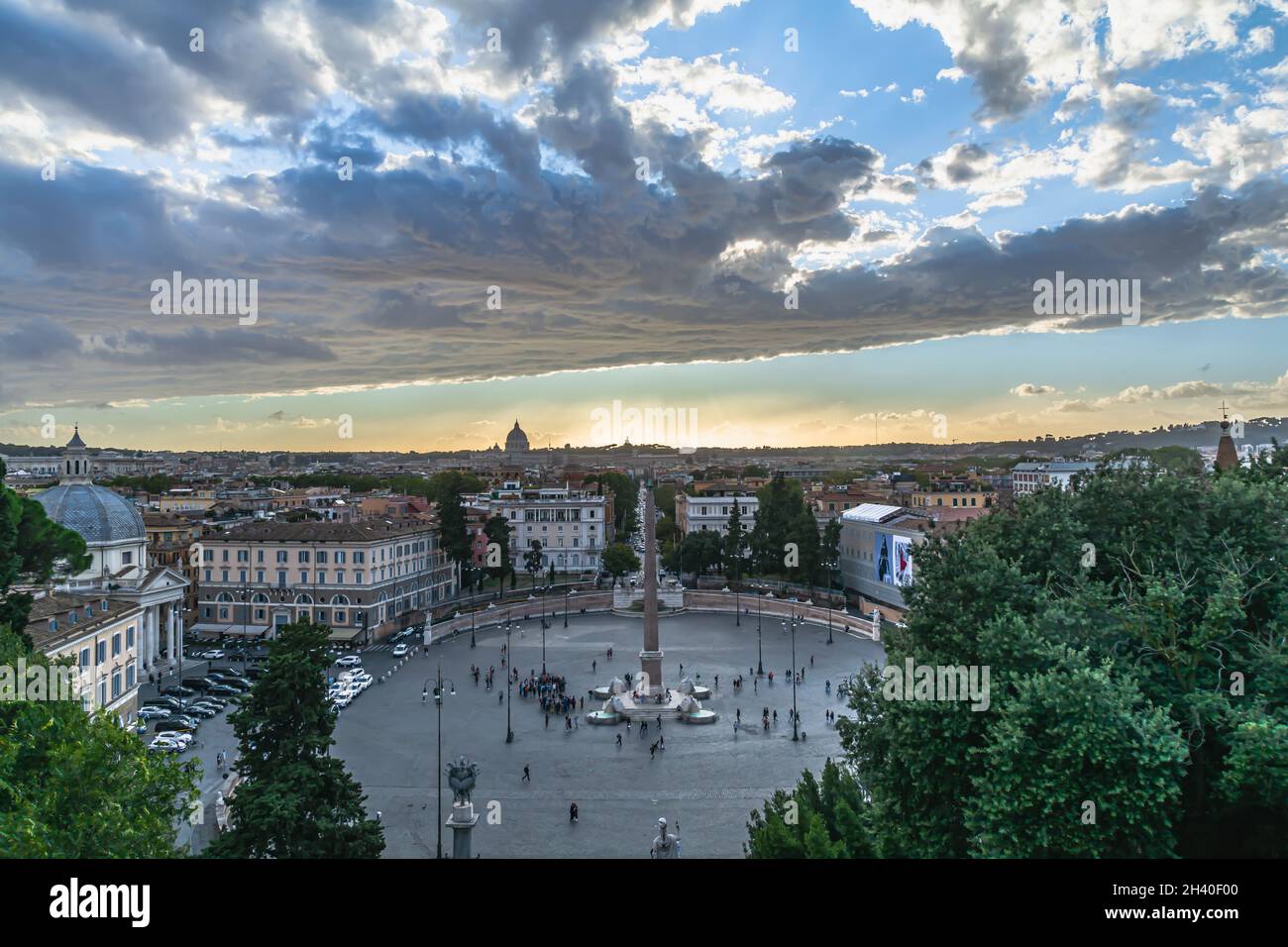 Rome - Piazza del Popolo, the Pincio Gardens and Villa Borghese Stock ...
