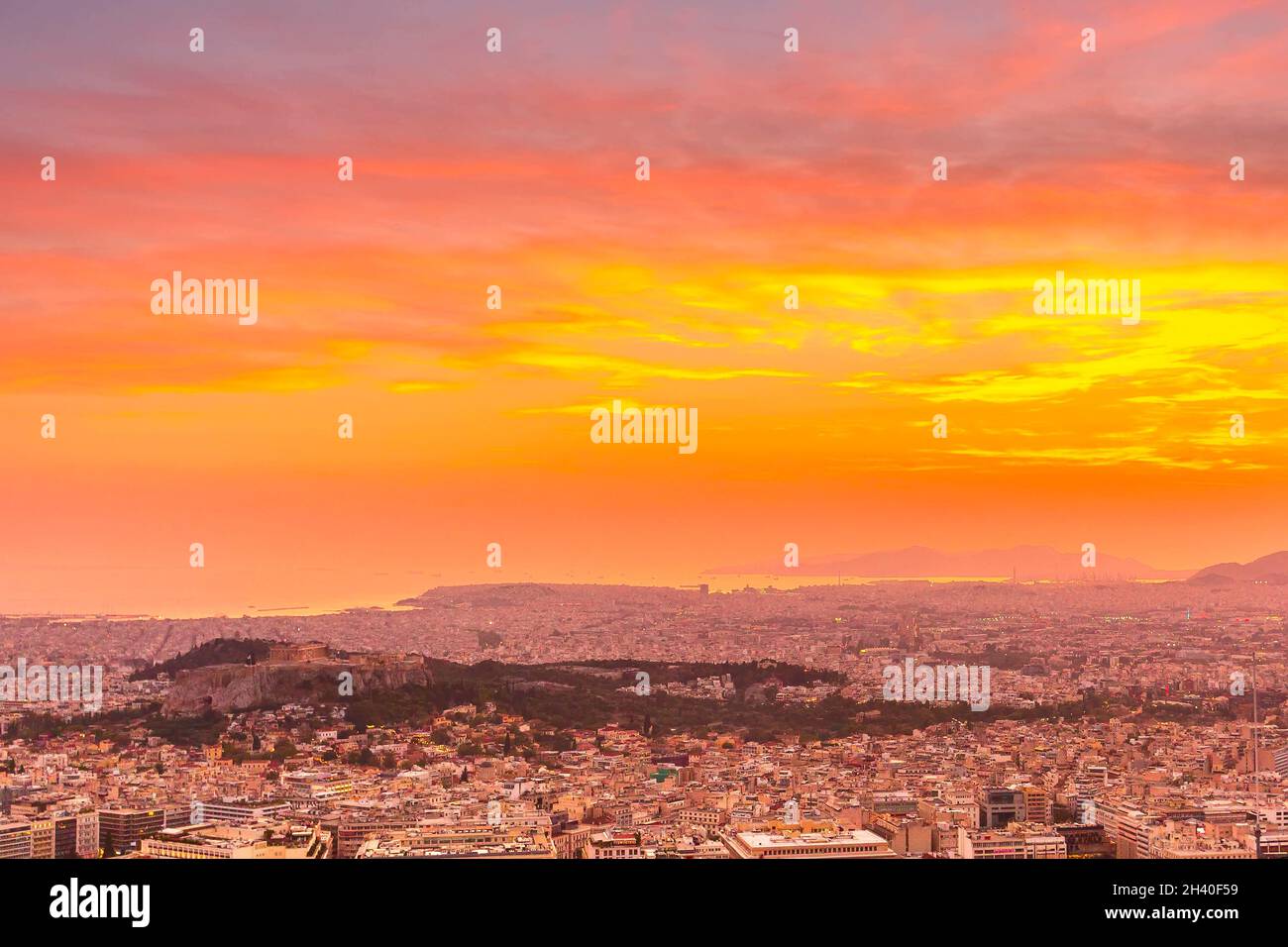 Skyline of athens at sunset hi-res stock photography and images - Alamy