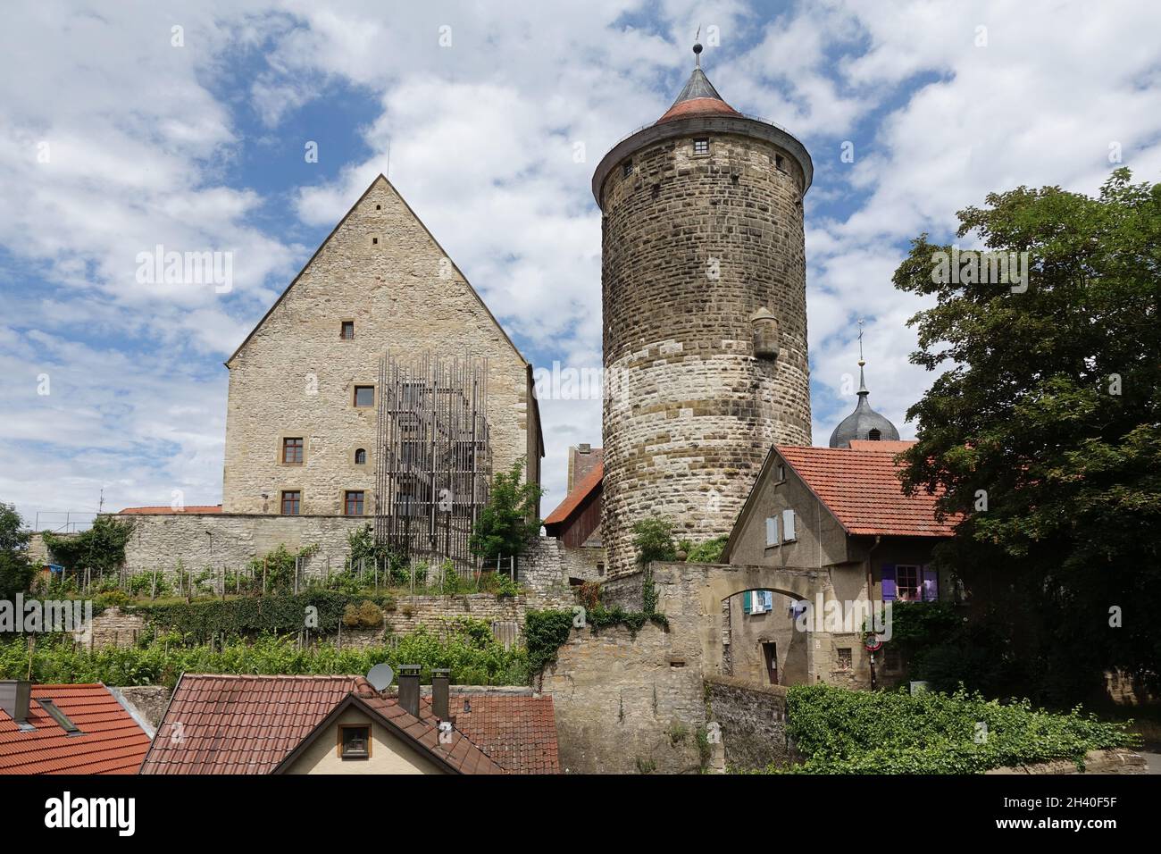Stone house and Schochenturm in Besigheim Stock Photo - Alamy