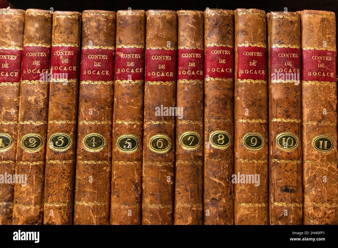 old vintage library shelves with books Stock Photo - Alamy