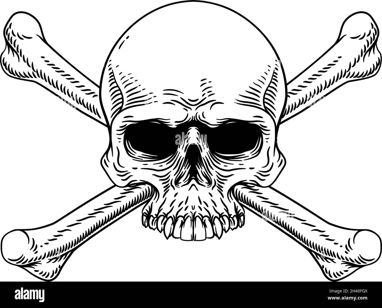 Skull And Crossbones Cross Bones Vintage Woodcut Stock Vector Image ...