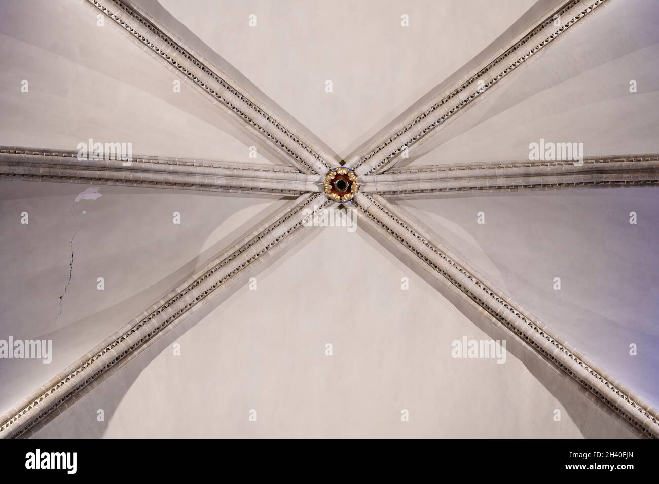 Boss on the ceiling of the choir at Canterbury cathedral, England Stock ...