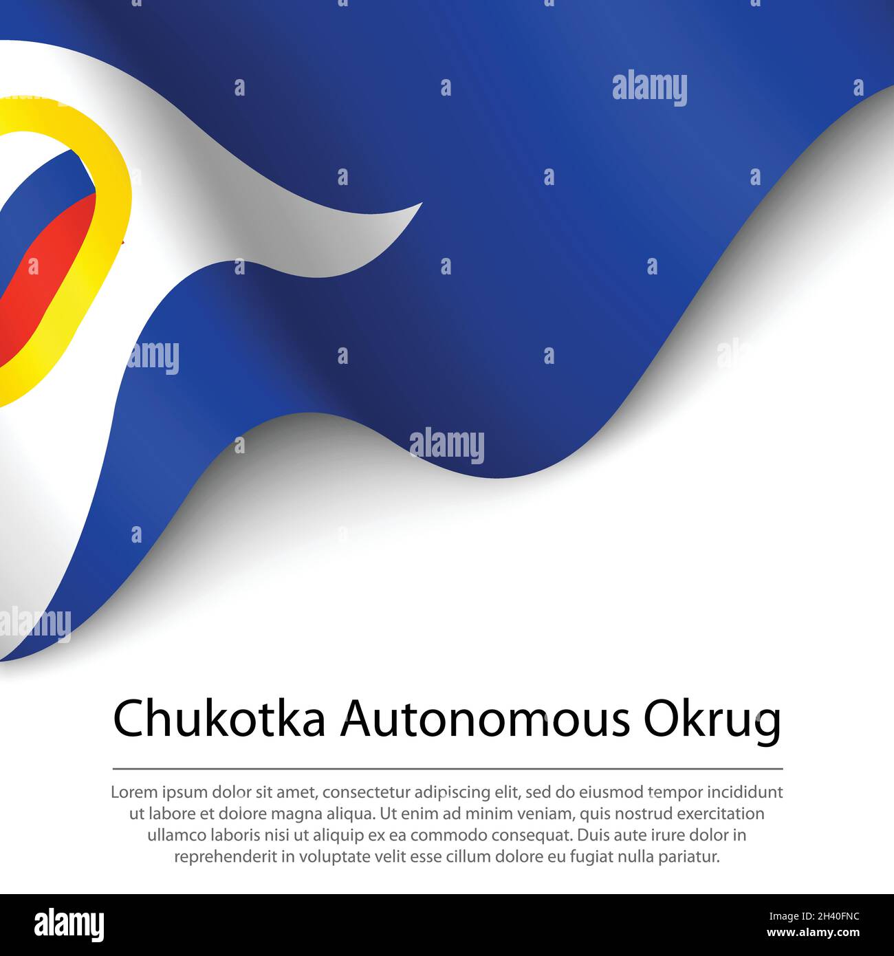 Waving flag of Chukotka Autonomous is a region of Russia on white ...