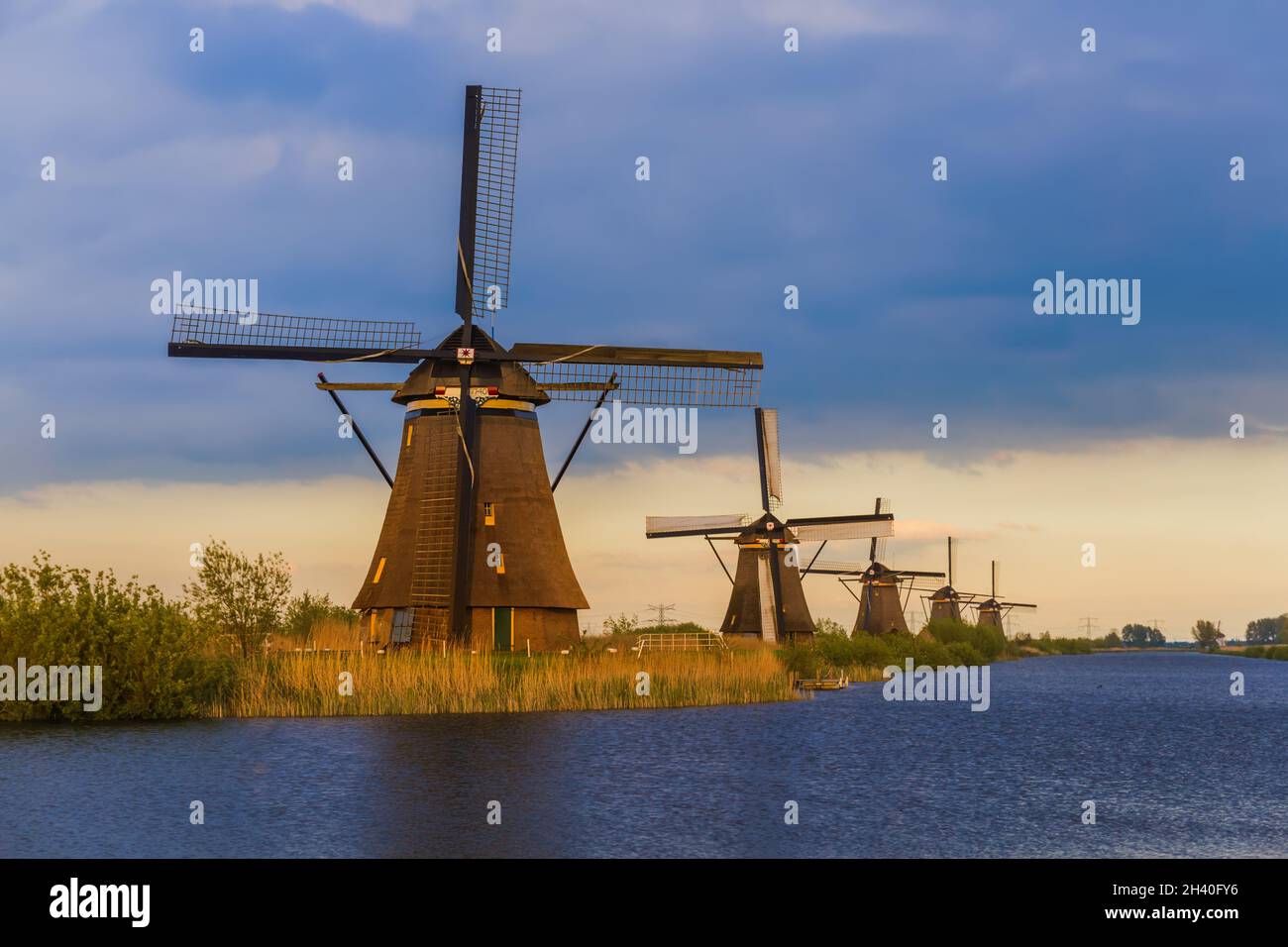 Row traditional windmills in village hi-res stock photography and ...