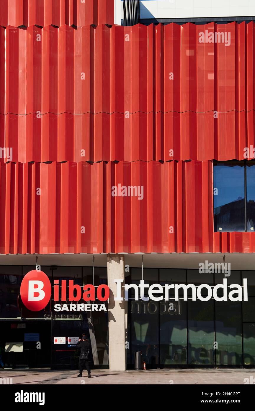 View of the Building of new Bilbao Bus Intermodal, Bilbao, Biscay ...