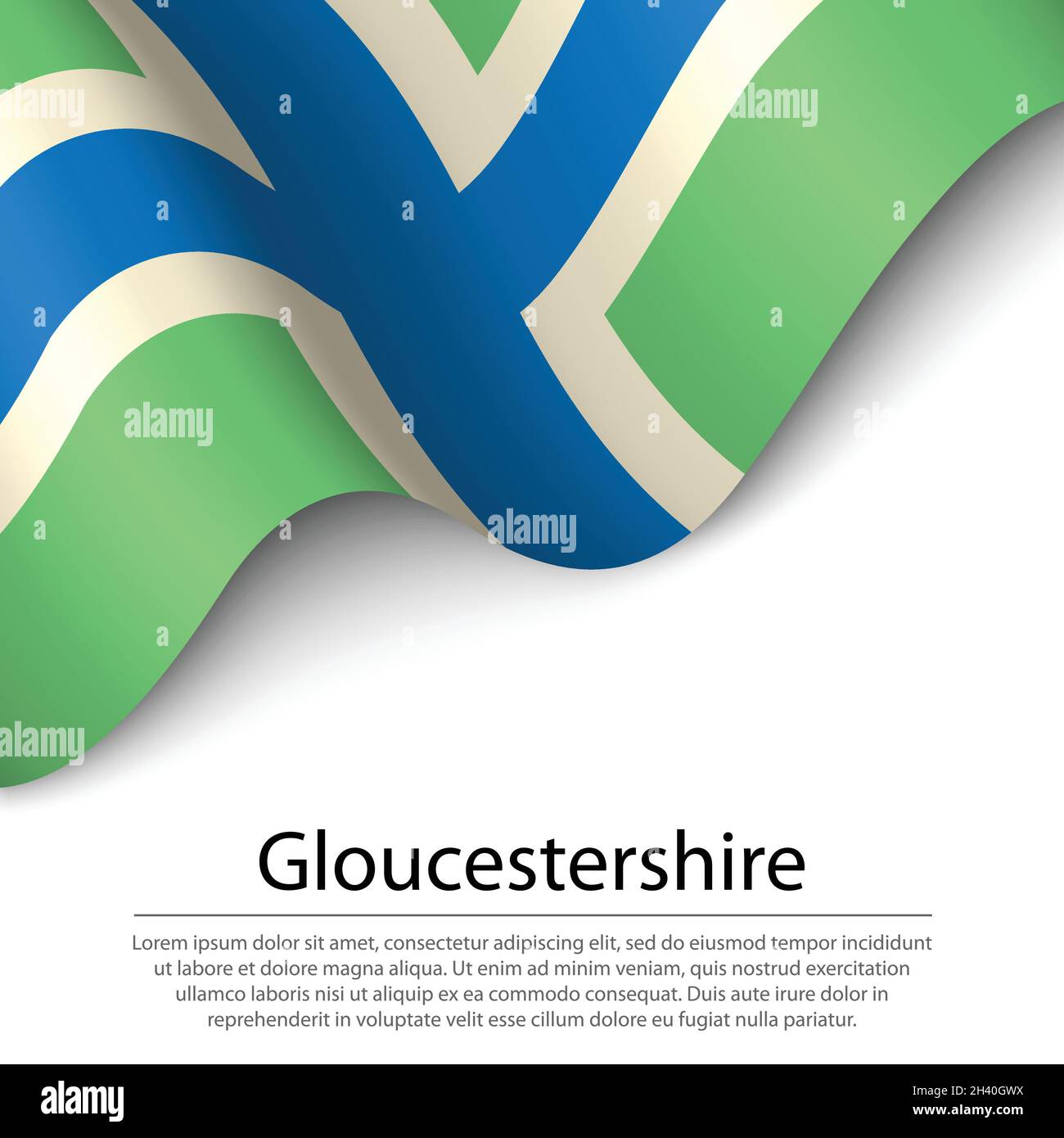 Waving flag of Gloucestershire is a county of England on white ...