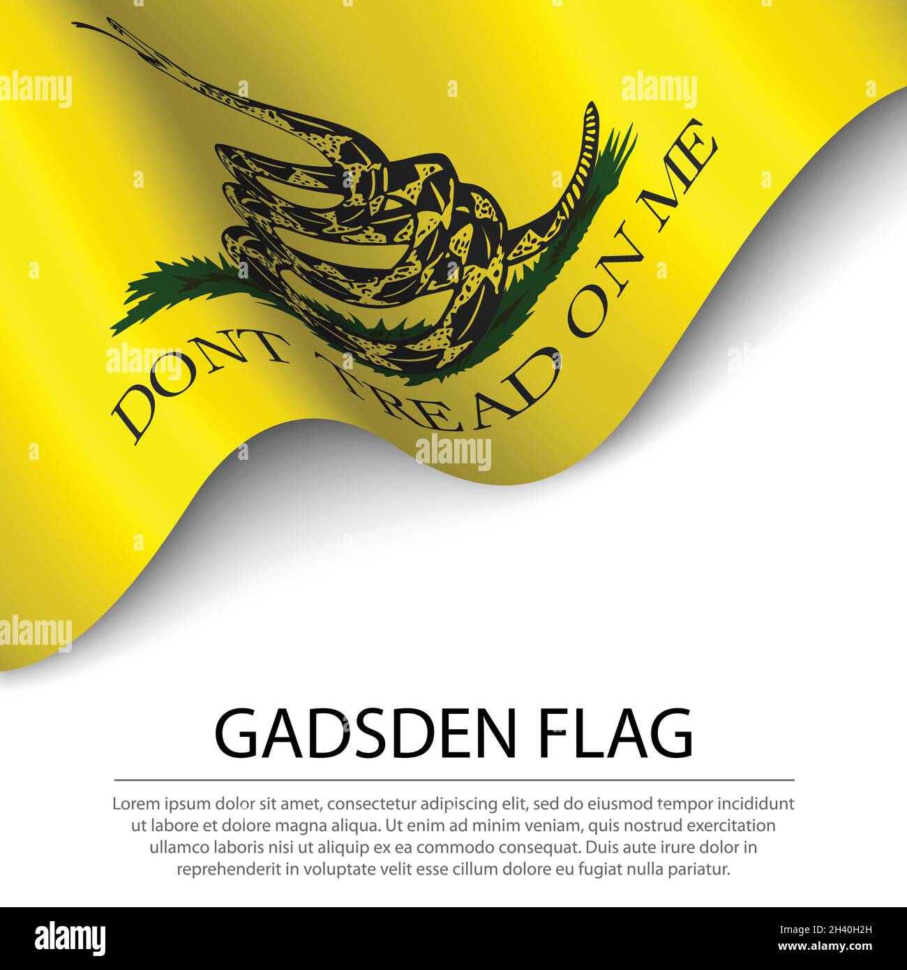 Waving Gadsden flag on white background. Banner or ribbon vector ...