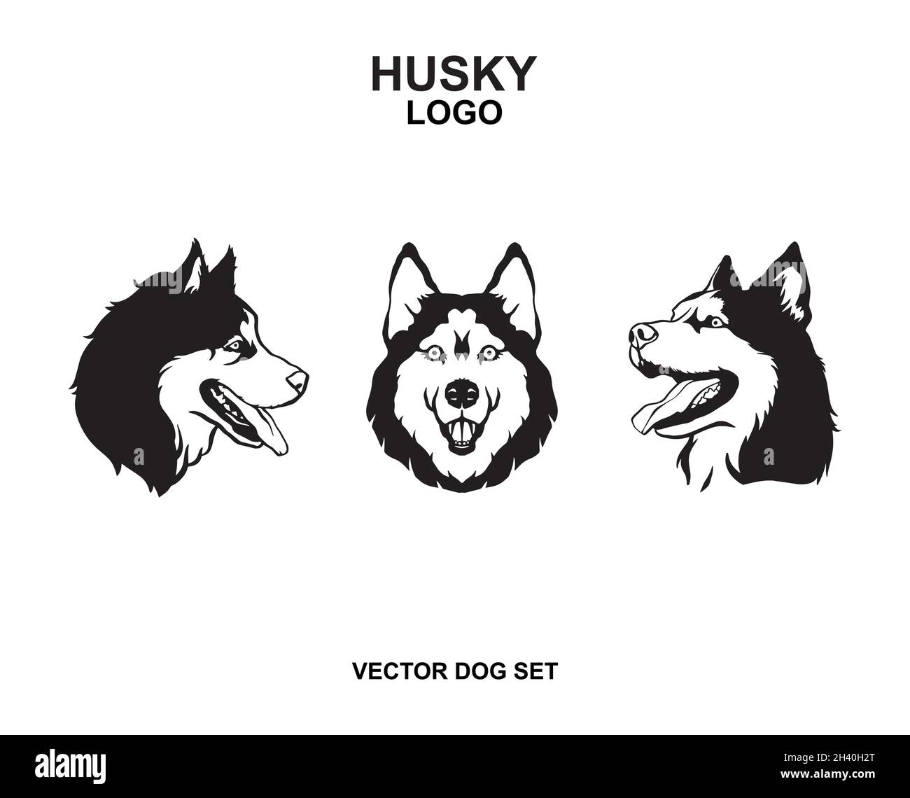 Husky logo. Vector dog set. Husky dog - vector illustration Stock ...