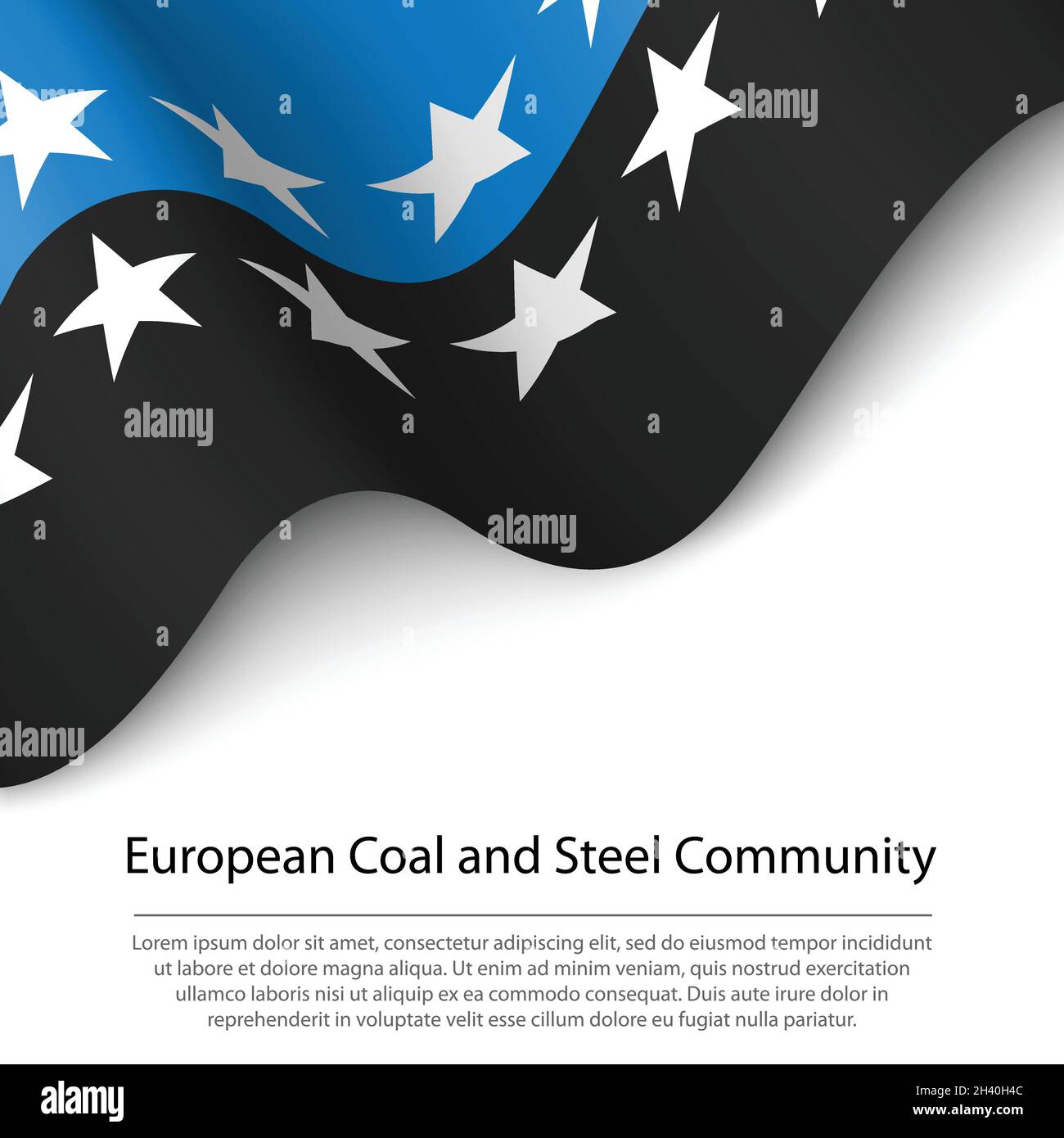 Waving flag of European Coal and Steel Community on white background ...