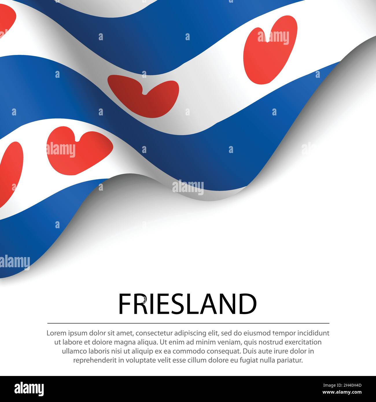 Waving flag of Friesland is a province of Netherlands on white ...