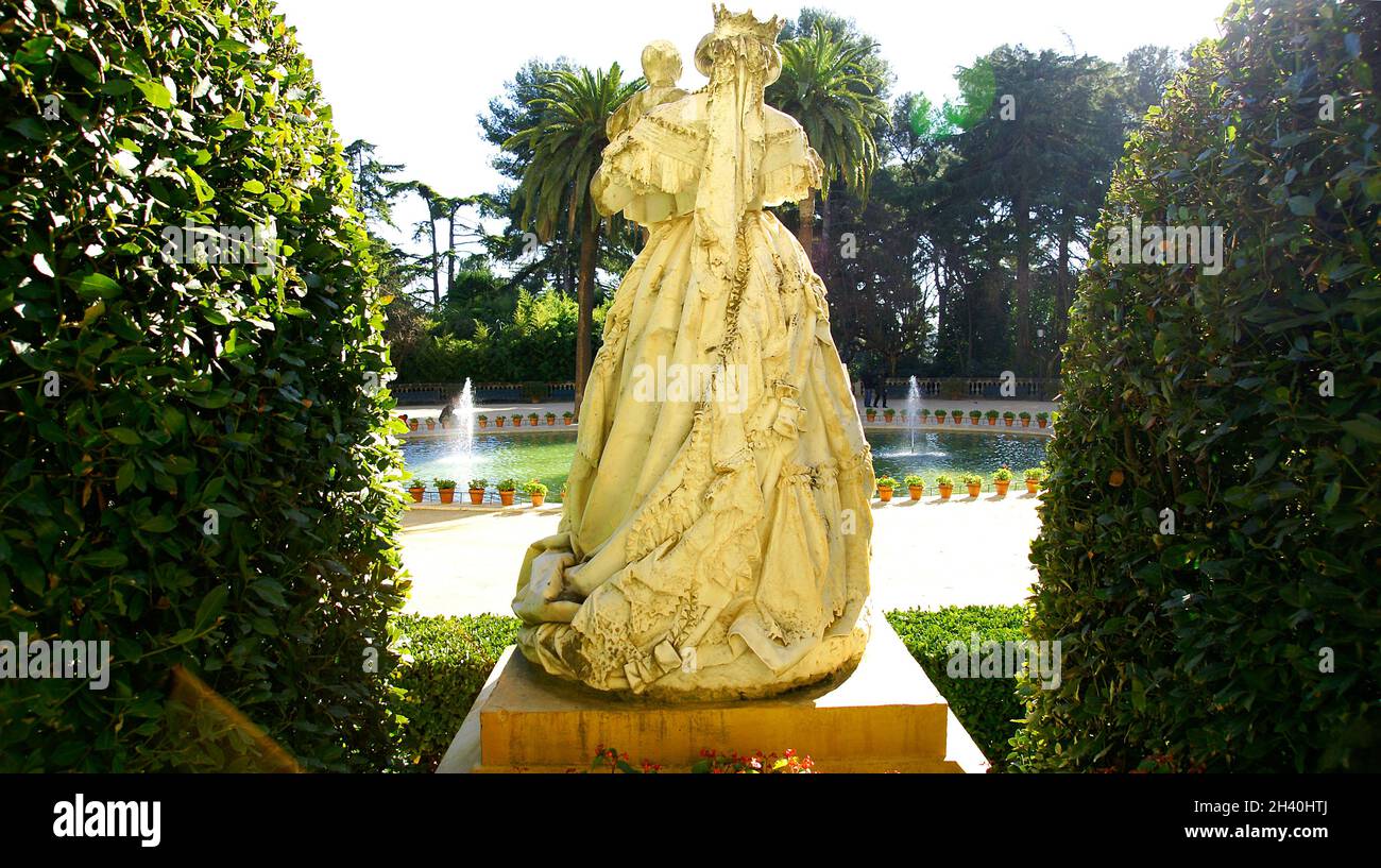 Statue of Isabel II in the Pedralbe gardens, Barcelona, Catalunya ...