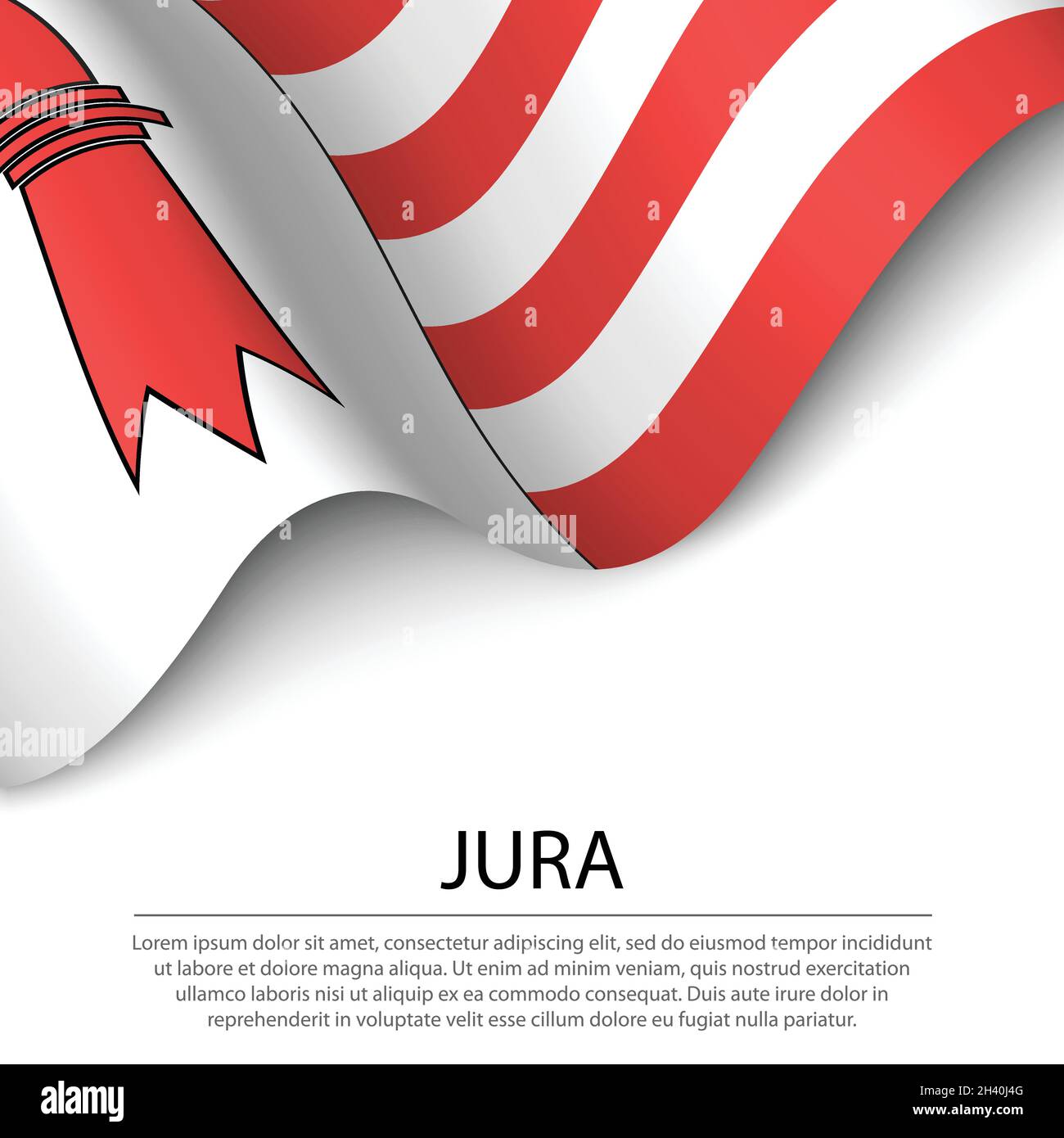 Waving flag of Jura is a canton of Switzerland on white background ...