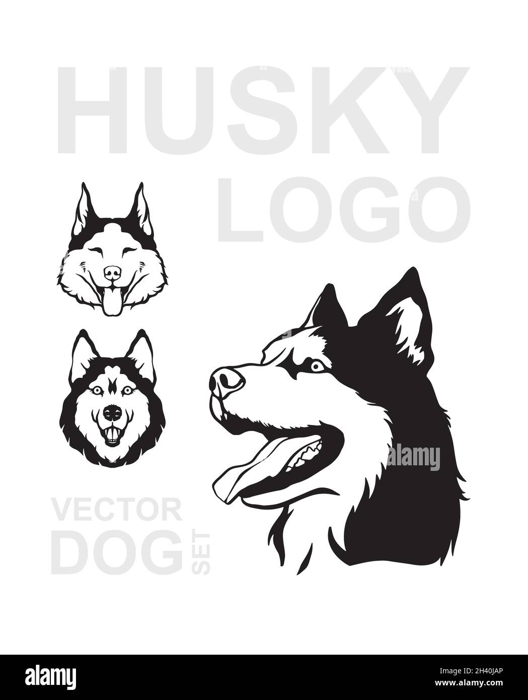 Set of Dog breed icons - vector illustration. Siberian husky dog icons ...