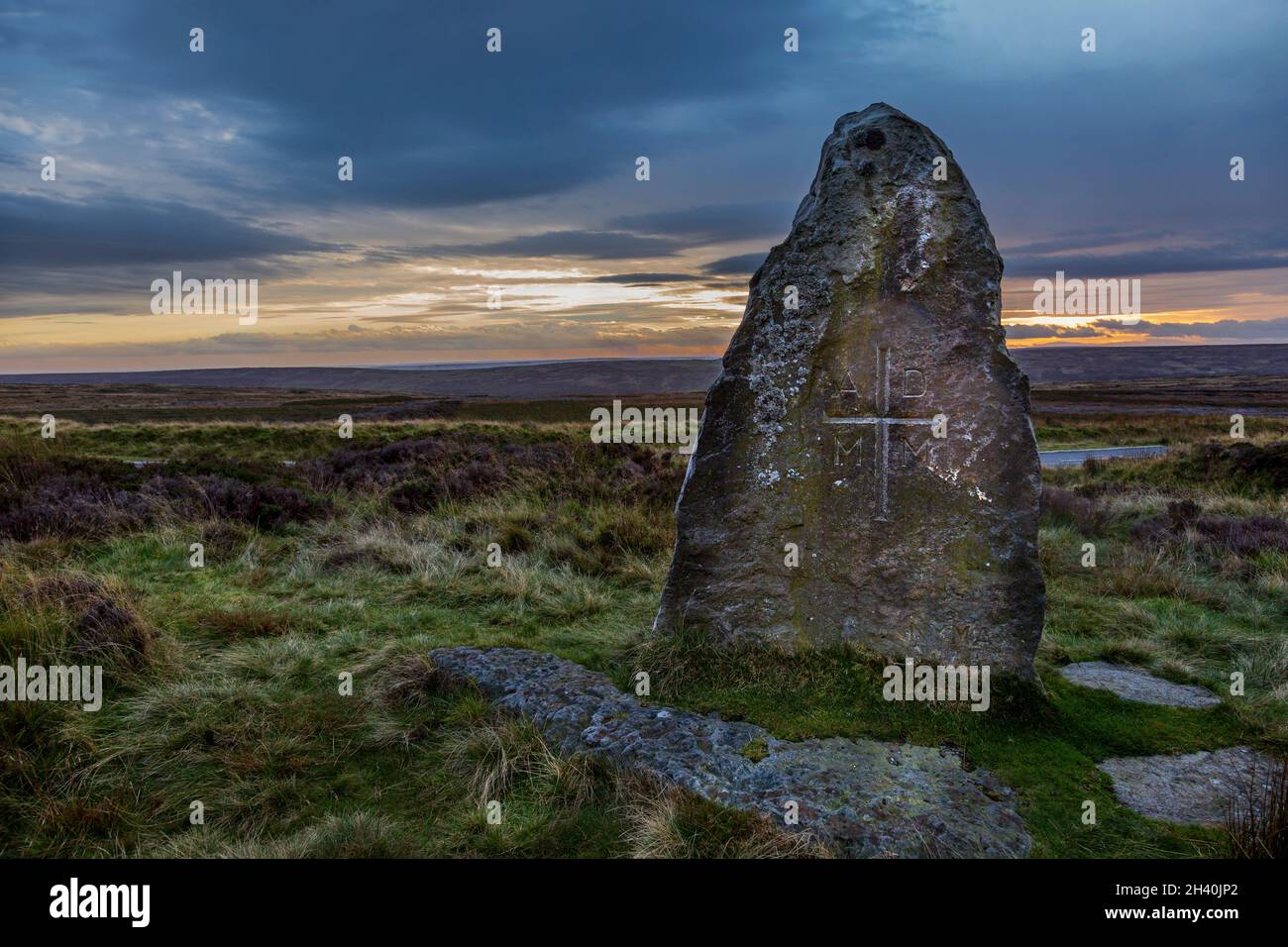 The Millenium Stone on Danby High Moor in the North York Moors Nation ...