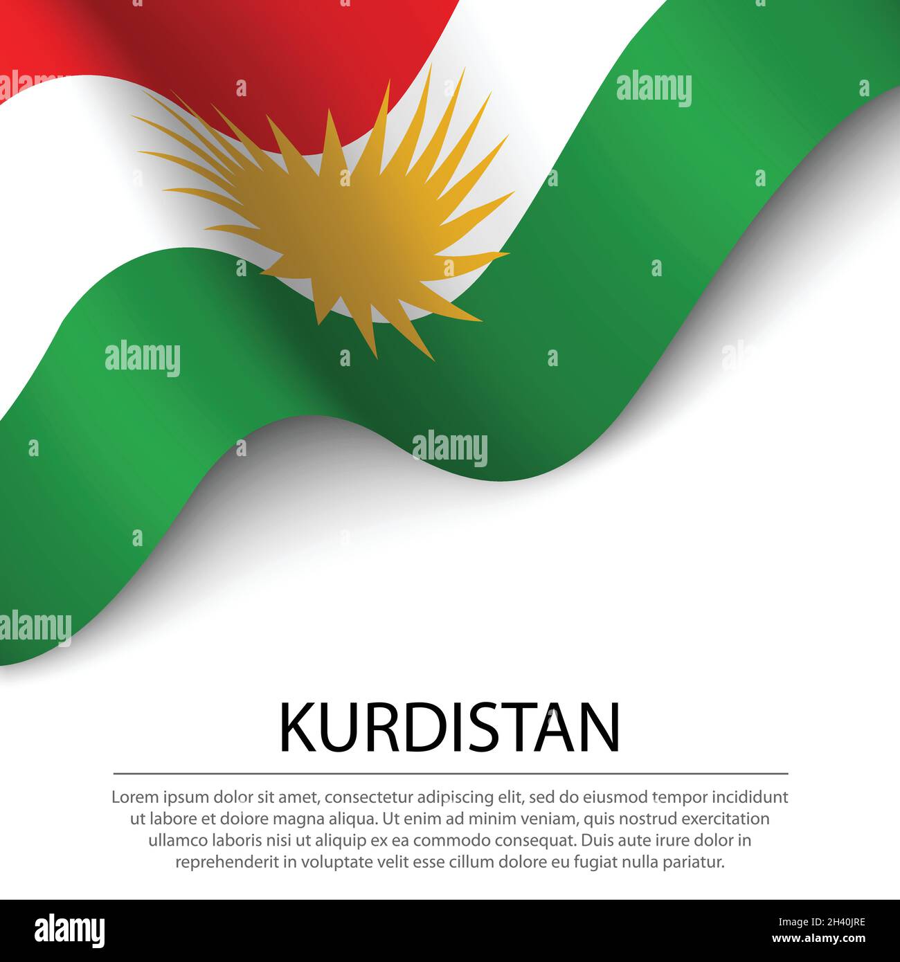 Waving flag of Kurdistan on white background. Banner or ribbon vector ...