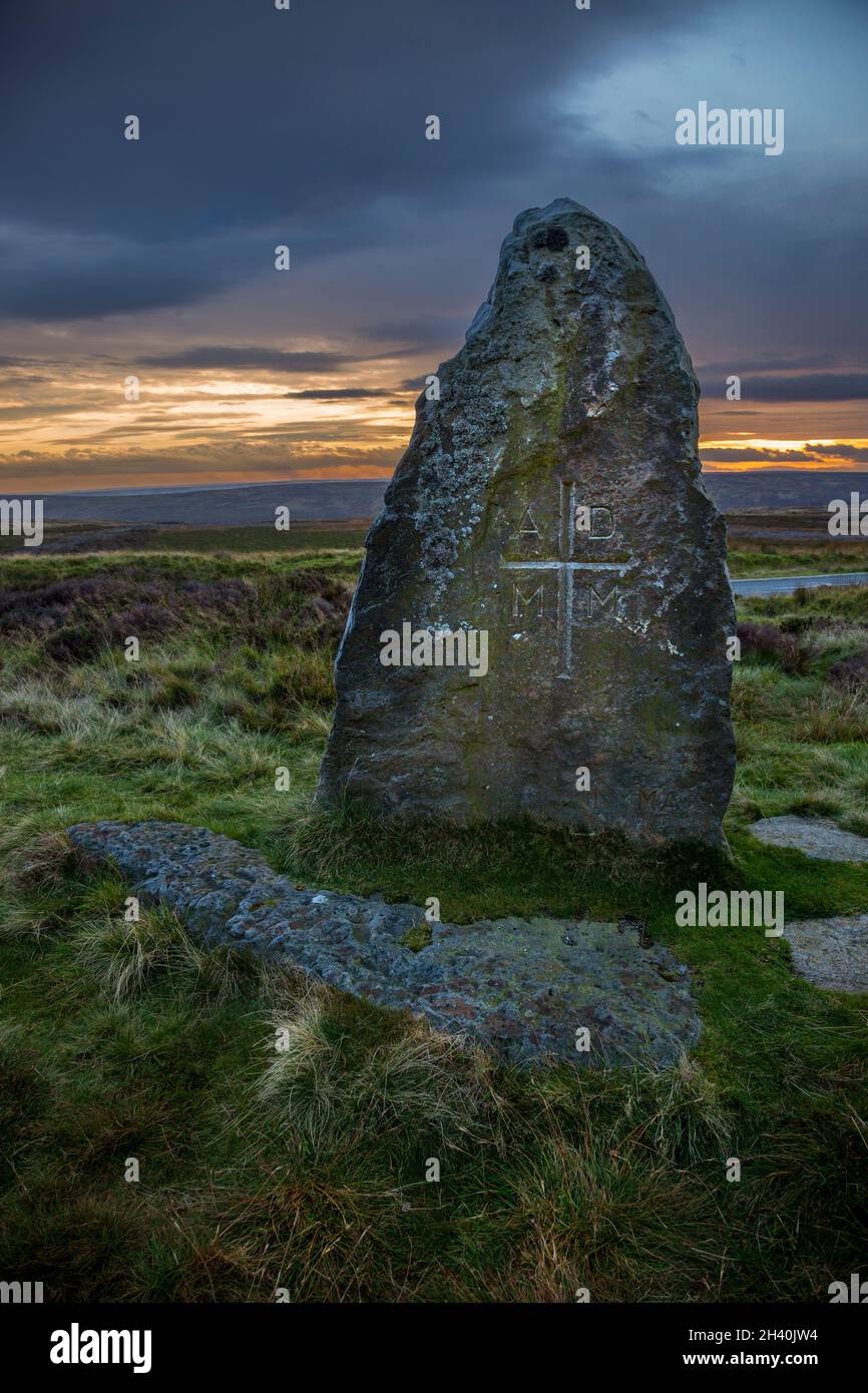 The Millenium Stone on Danby High Moor in the North York Moors Nation ...